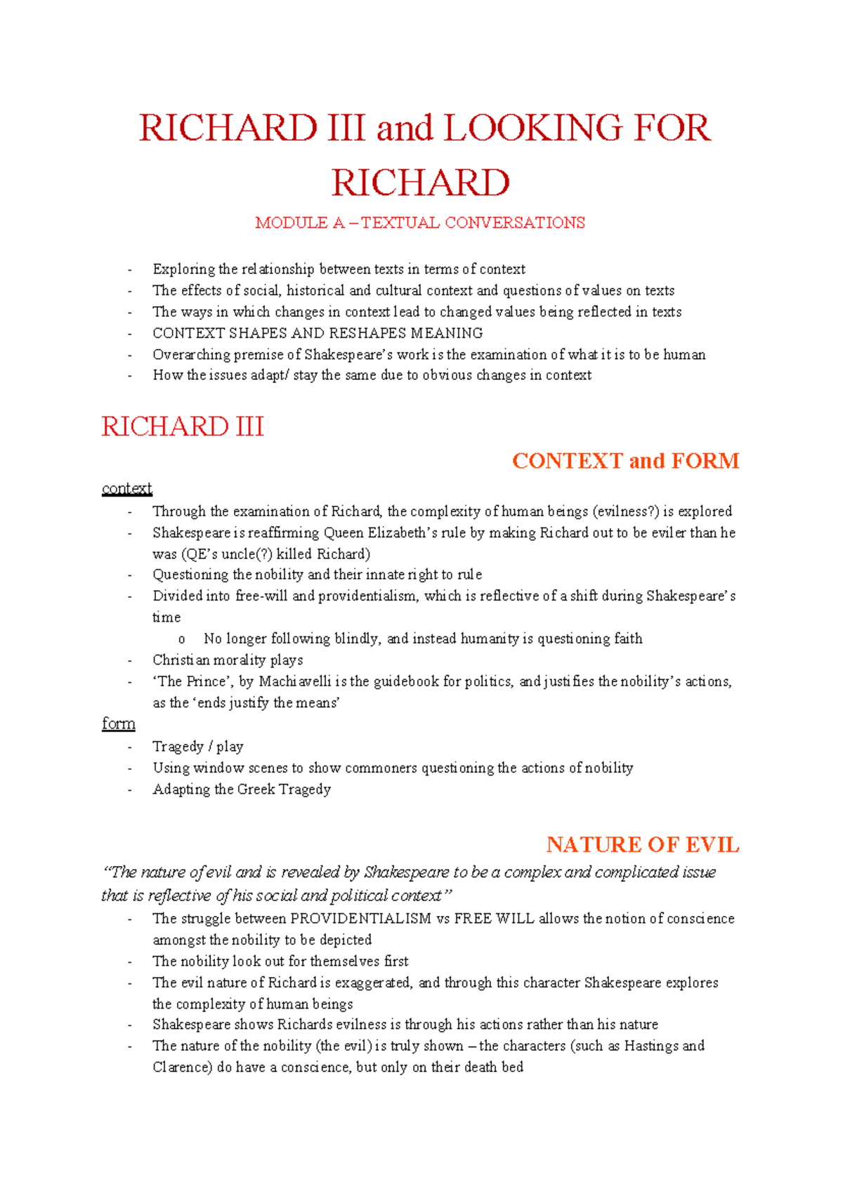 2019 EA Mod A Richard III Looking for Richard Notes Ella Jessie ...