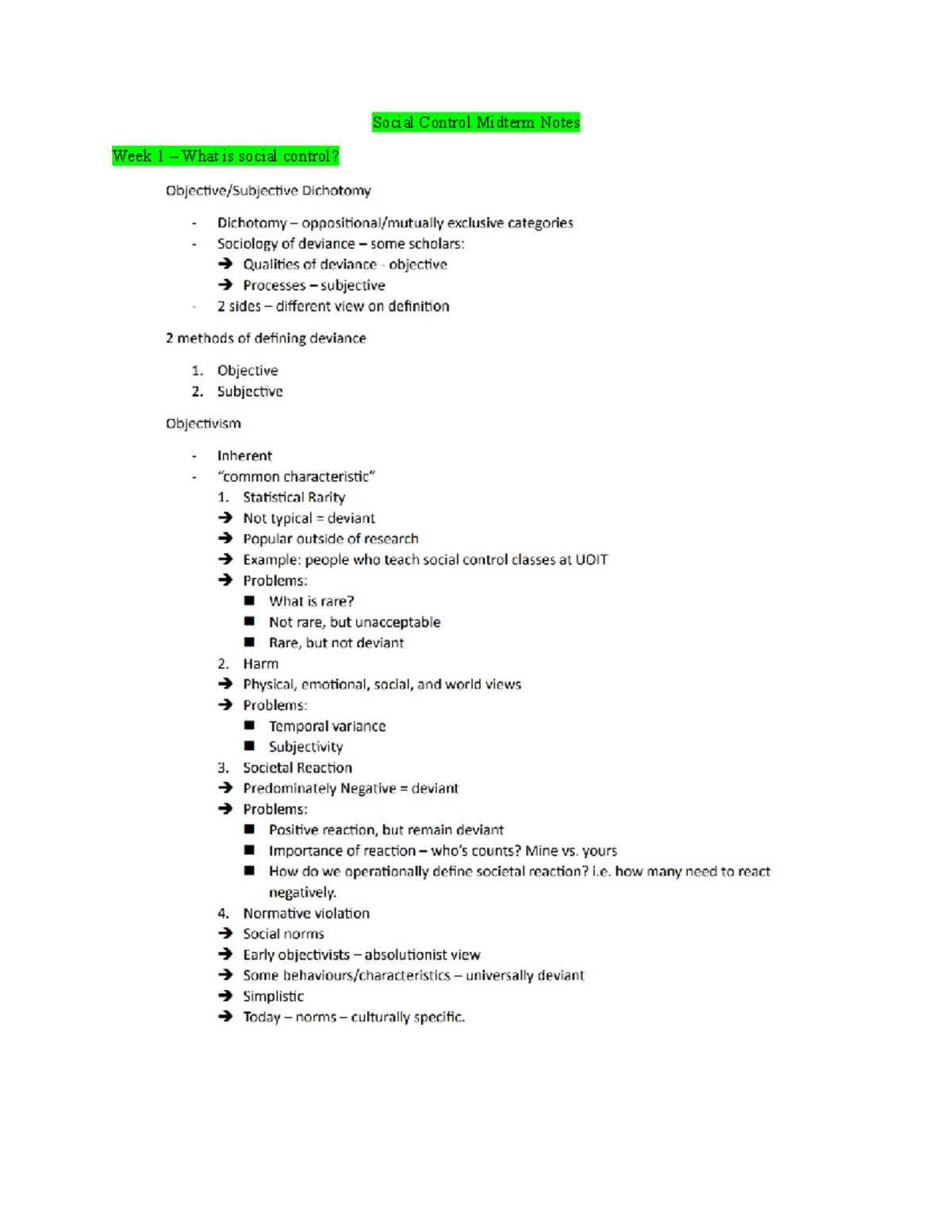 Social Control Midterm Notes - CRMN2030 - Studocu