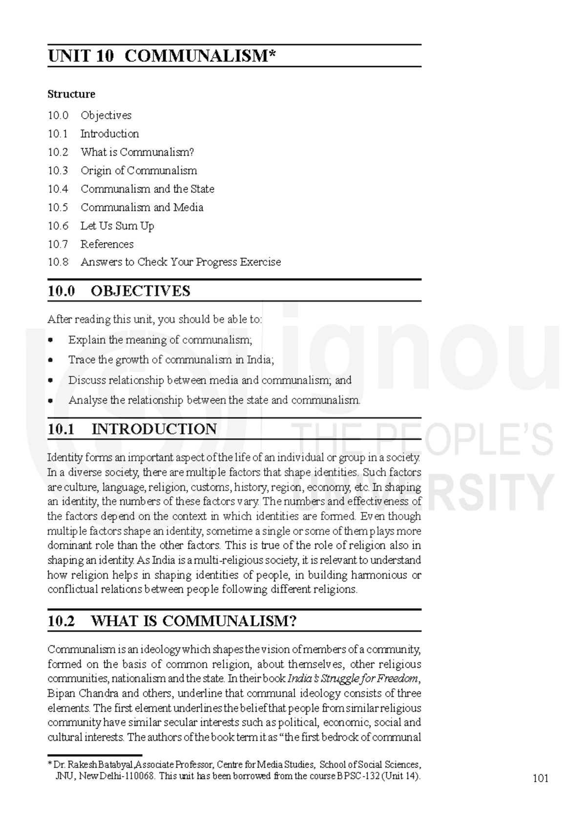Block-4 (1) 2 - Good - Secularism UNIT 10 COMMUNALISM* Structure 10 ...
