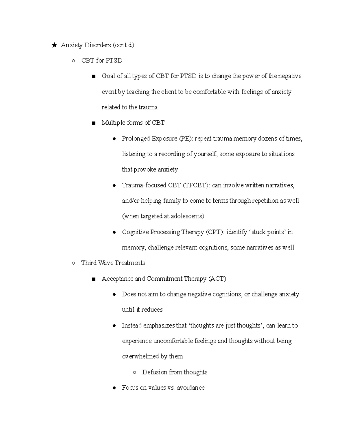 10 12 Class Notes Anxiety Disorders cont CBT For PTSD Goal Of All 