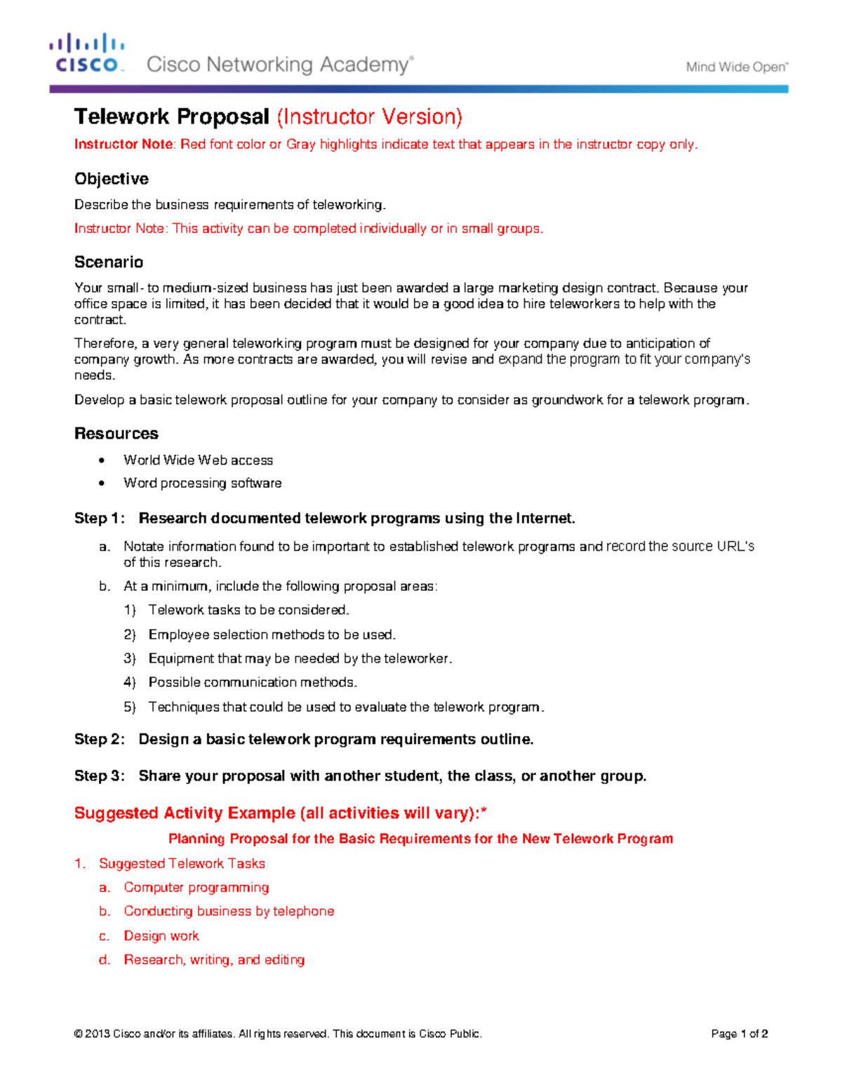 6.4.1.1 Telework Proposal Instructions - IG - © 2013 Cisco and/or its ...