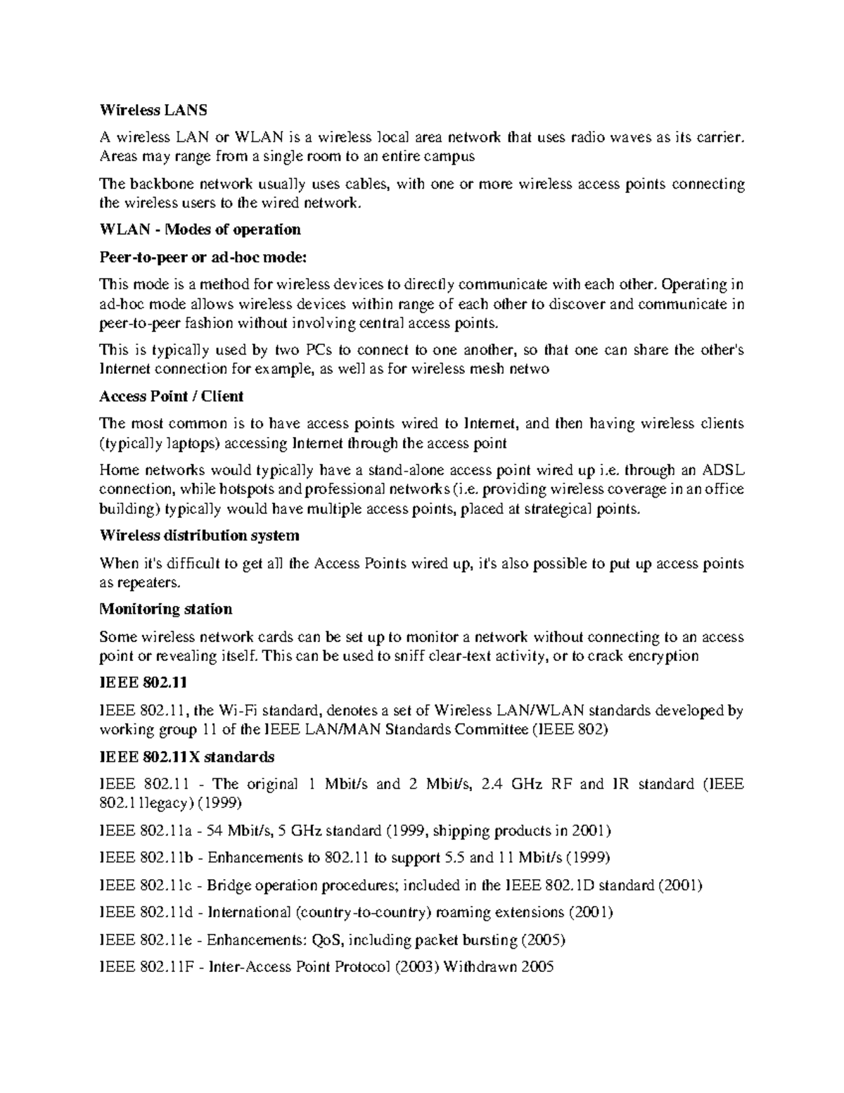 Topic 8 Wireless LANS - Educative. - Wireless LANS A wireless LAN or ...