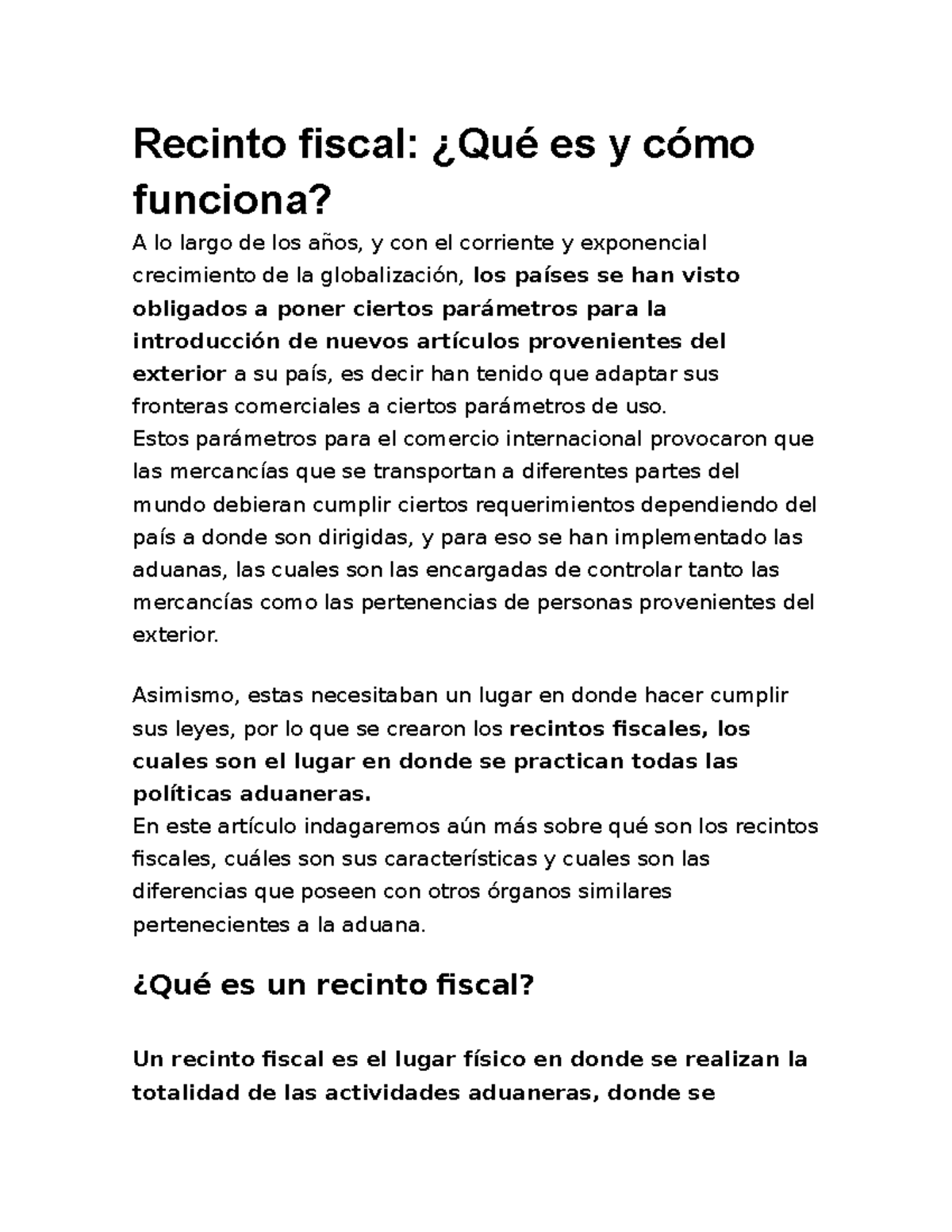 Recinto Fiscal - MATERIA EN IMPUESTO AL COMERCIO EXTERIOR - Recinto ...