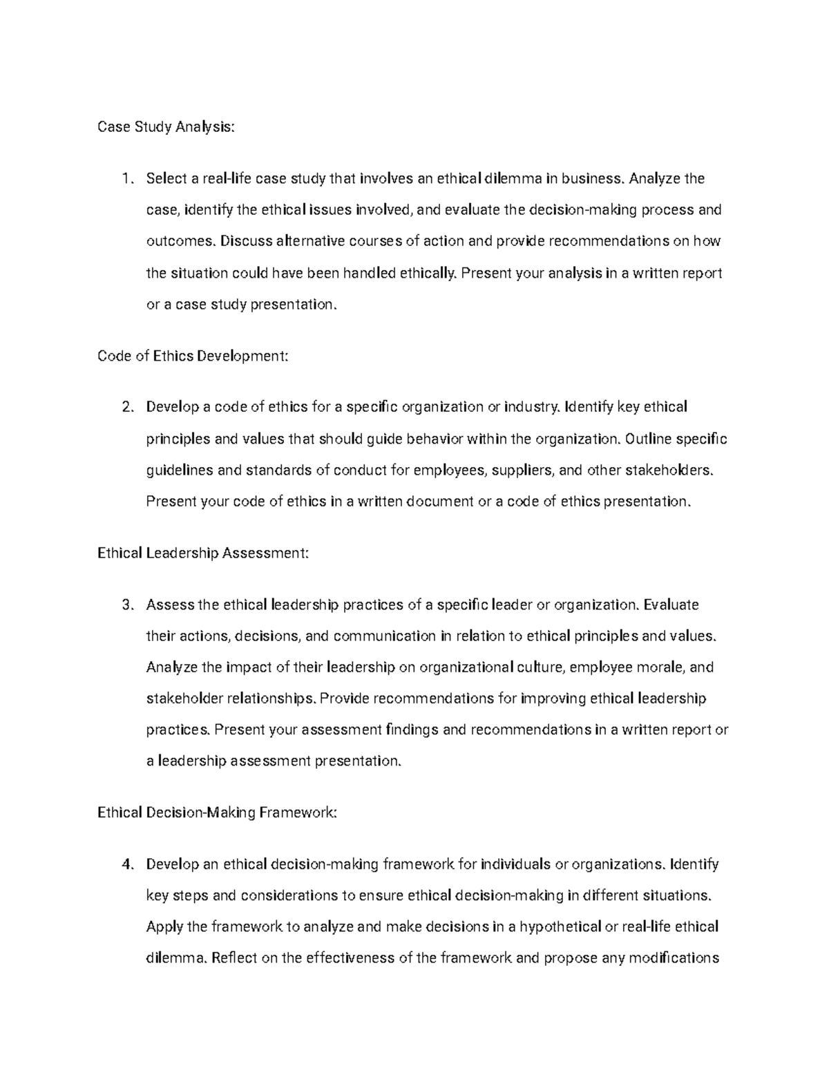 Business ethics assignments - Case Study Analysis: Select a real-life ...