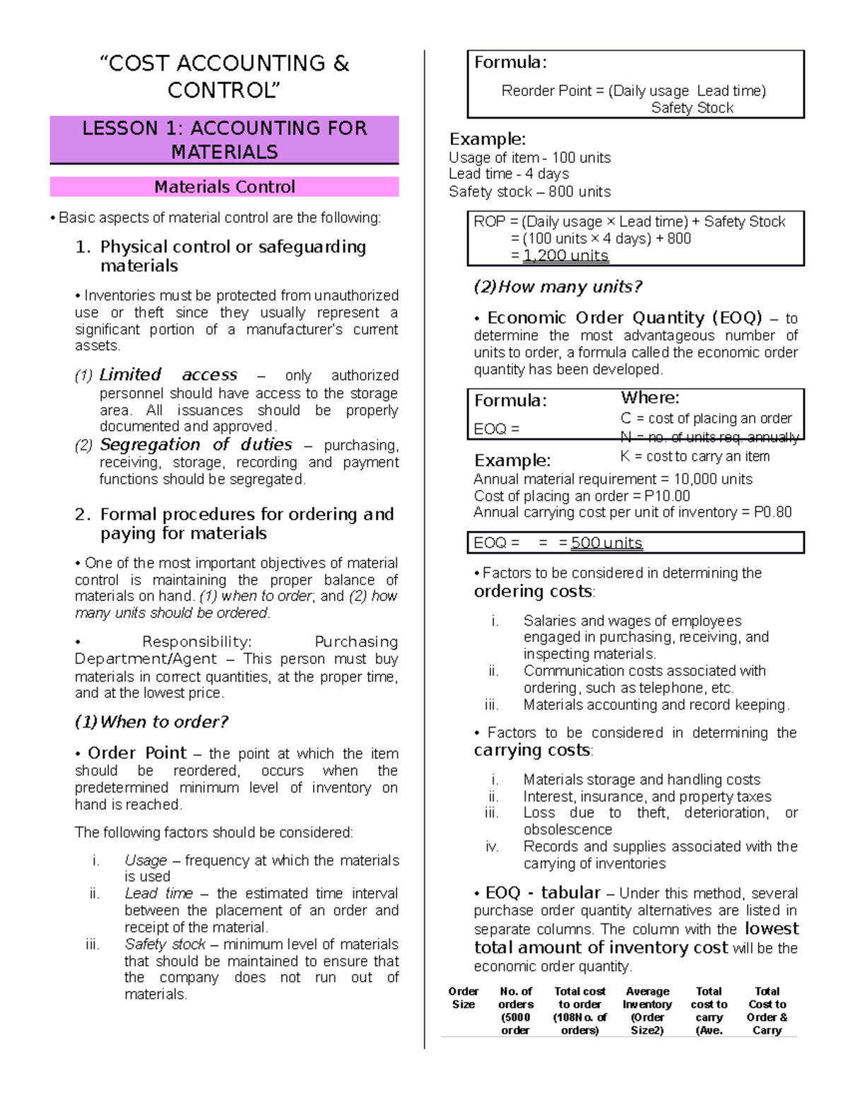 COST-ACC- Midterms - Lecture. - “COST ACCOUNTING & CONTROL” LESSON 1 ...