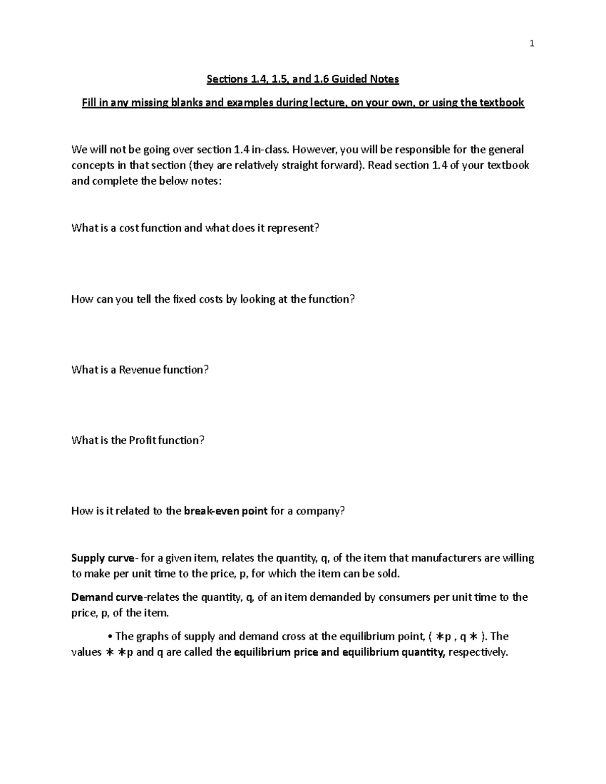 1.4, 1.5, and 1.6 notes sheet Fall 22 - Sections 1, 1, and 1 Guided ...