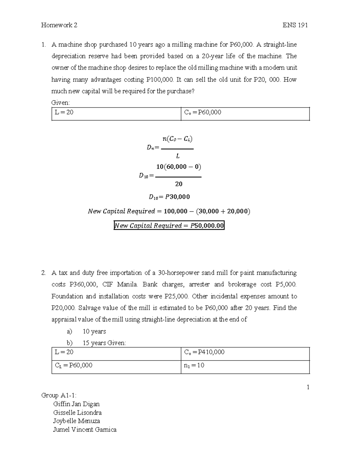 508925748 Homework 1 2 - Econ - 1. A machine shop purchased 10 years ...
