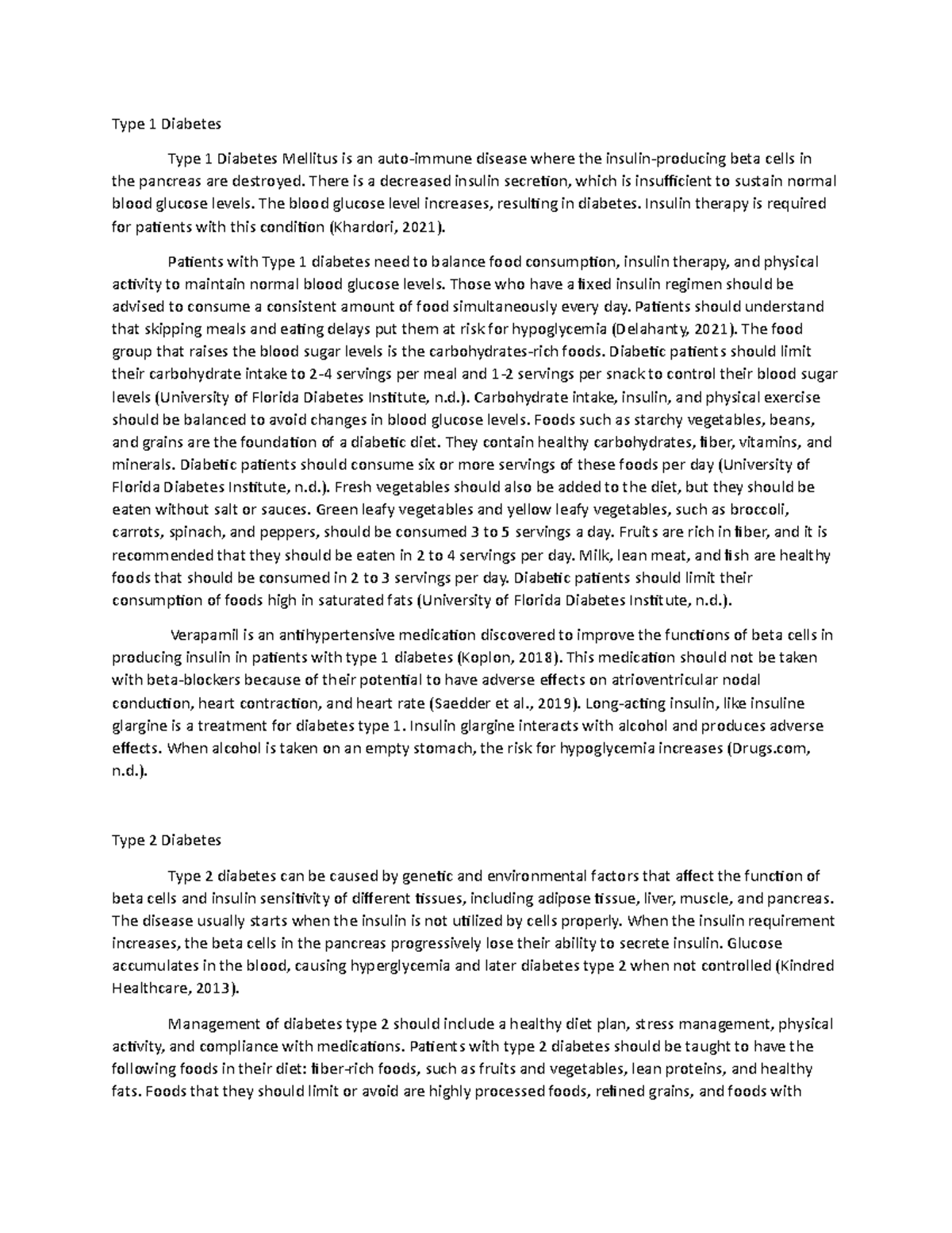 Week 6 discussion - Type 1 Diabetes Type 1 Diabetes Mellitus is an auto ...