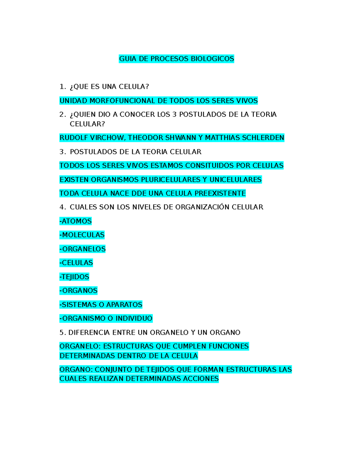 GUIA DE Procesos Biologicos - GUIA DE PROCESOS BIOLOGICOS 1. ¿QUE ES ...
