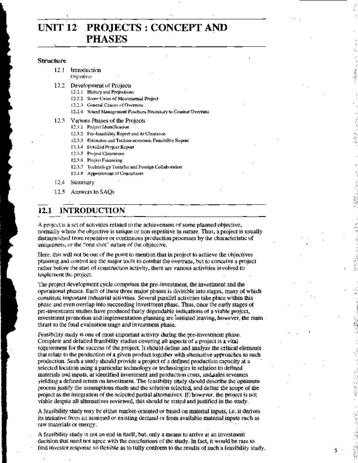 Unit-12 - UNIT 12 PROJECTS :CONCEPT AND PHASES Structure b 12 Introduction Object~ves 12 ...