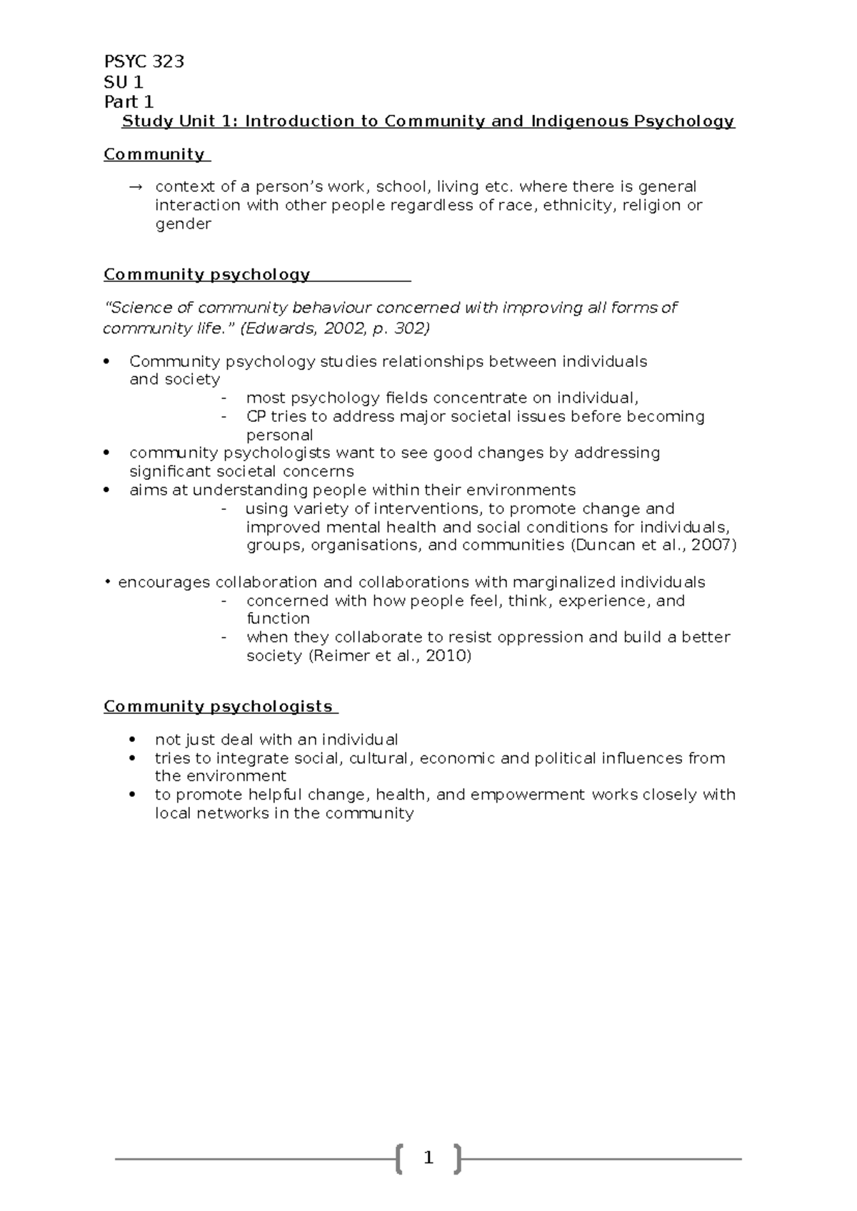 PSYC 323 Study Unit 1 Part 1 - SU 1 Part 1 Study Unit 1: Introduction ...
