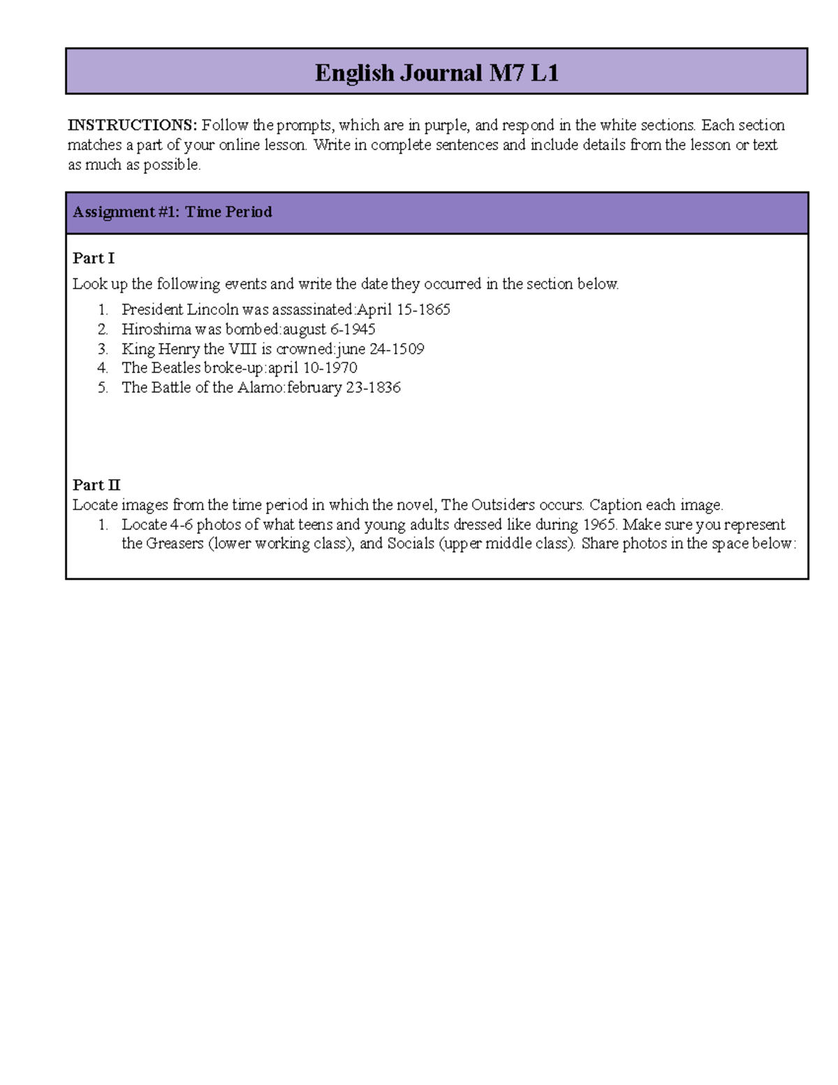Copy of Copy of ENG 8ACC M7 L1 English Journal - English Journal M7 L ...