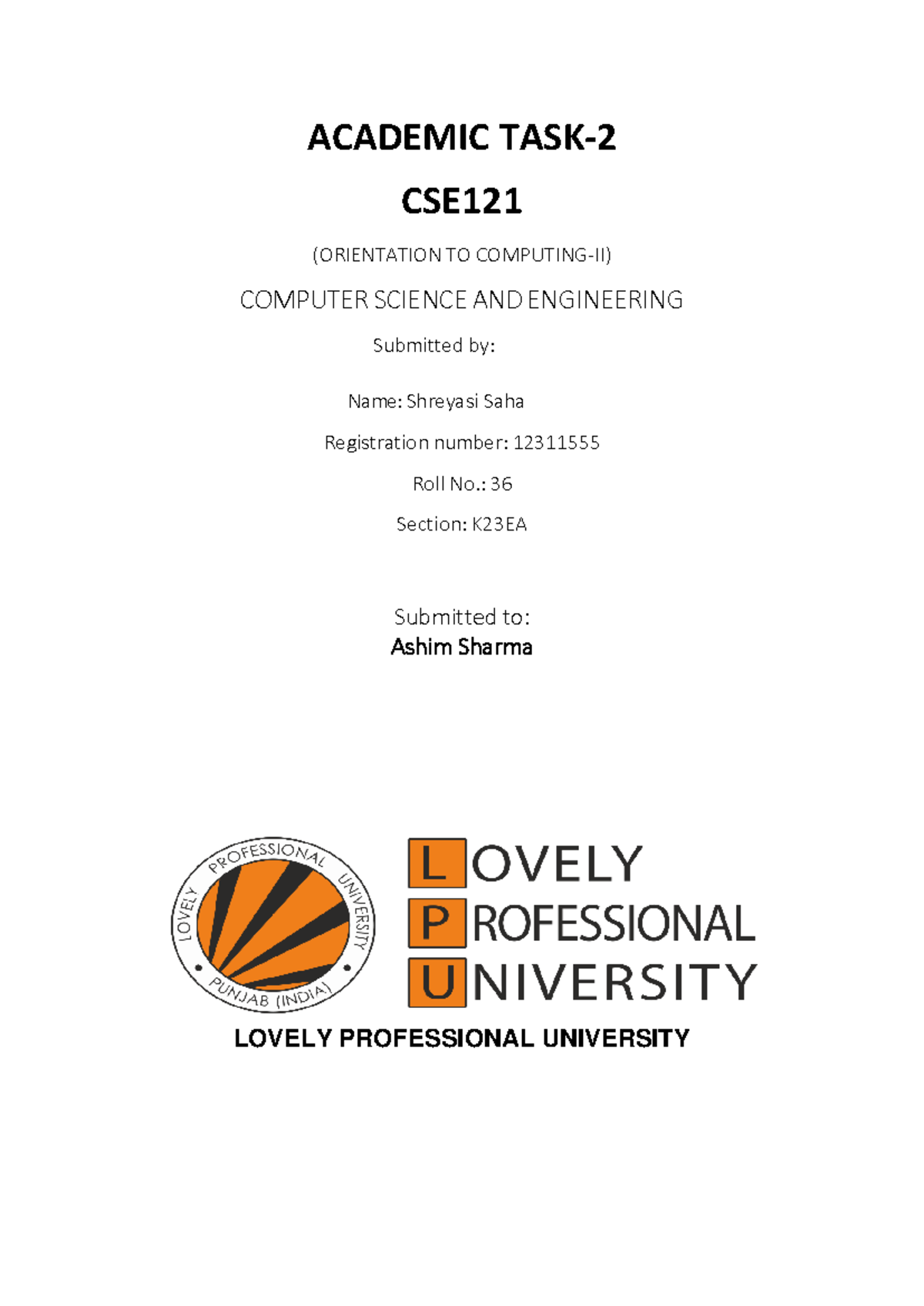 Mooc Certificate Ca2 Academic Task 2 Cse Orientation To Computing Ii Computer Science And