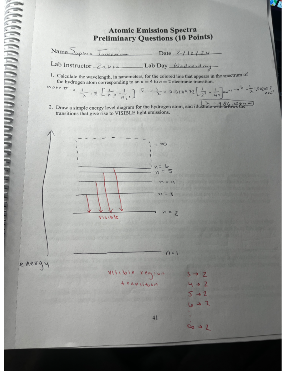 Atomic emission spectra pre lab - Studocu