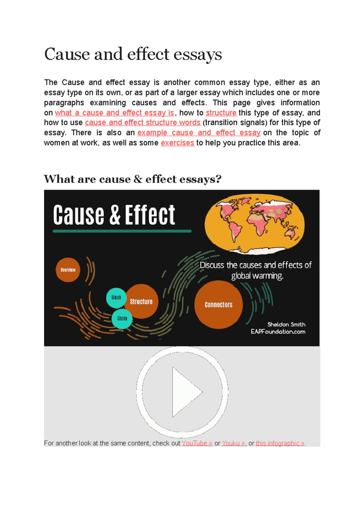 Cause and Effect Essay - This page gives information on what a cause ...