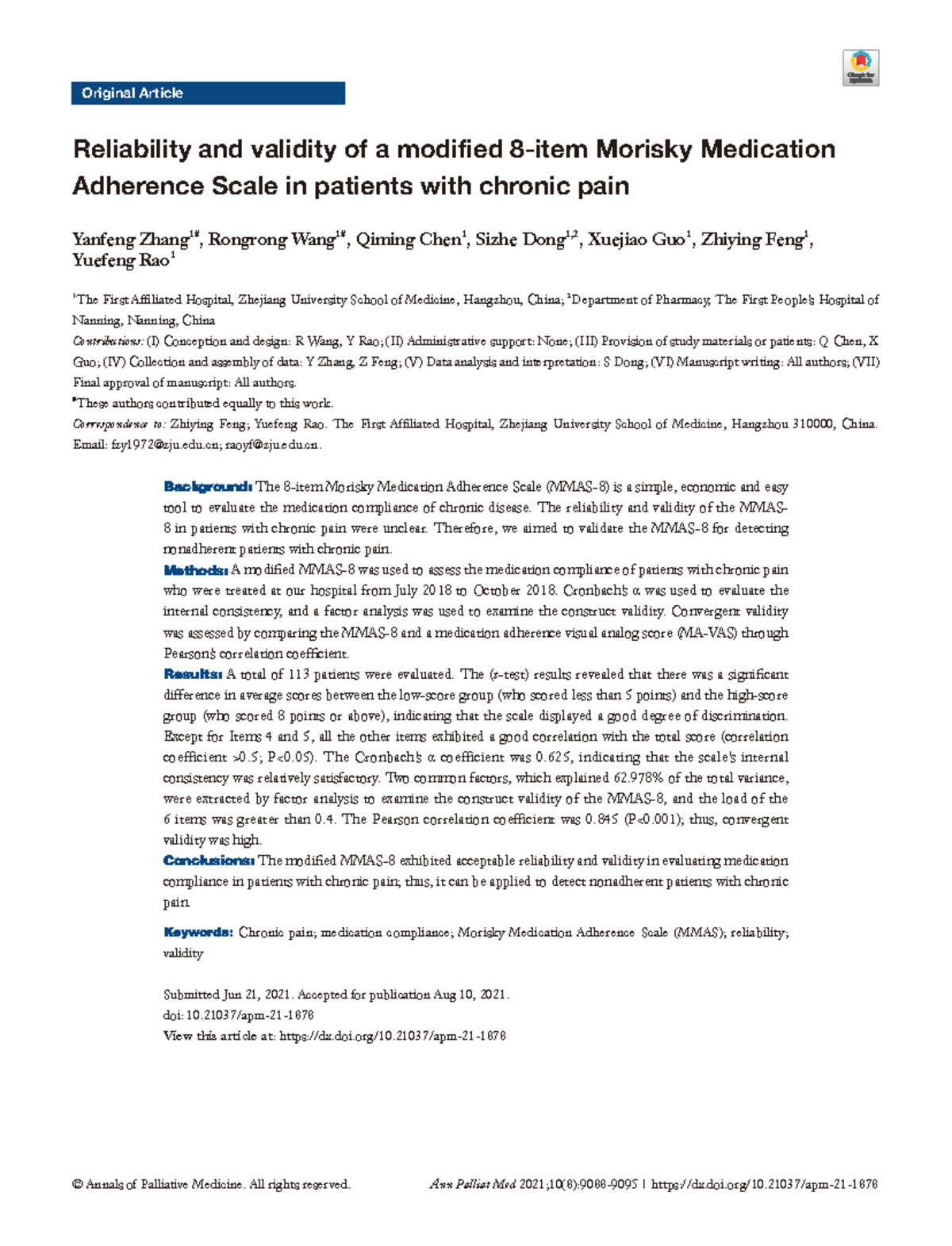 MMAS - siip - Original Article Reliability and validity of a modified 8 ...