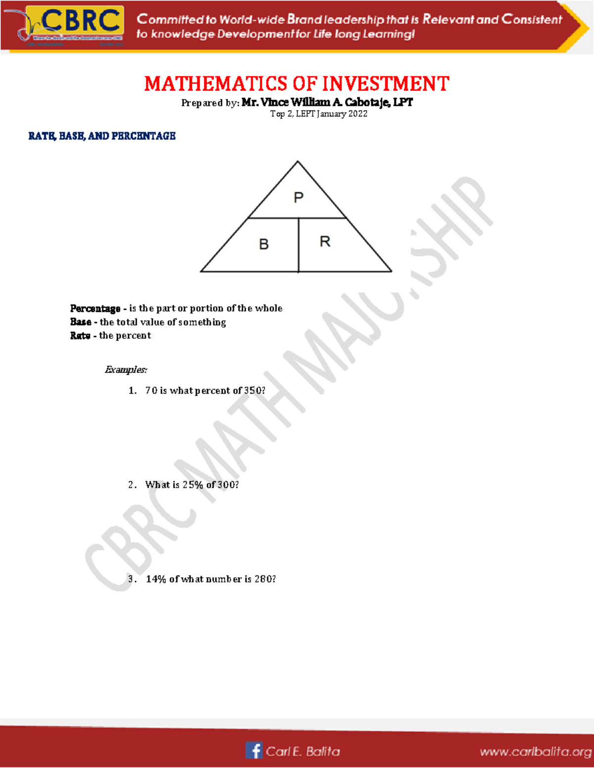 Mathematics of Investment- Handout - MATHEMATICS OF INVESTMENT Prepared ...
