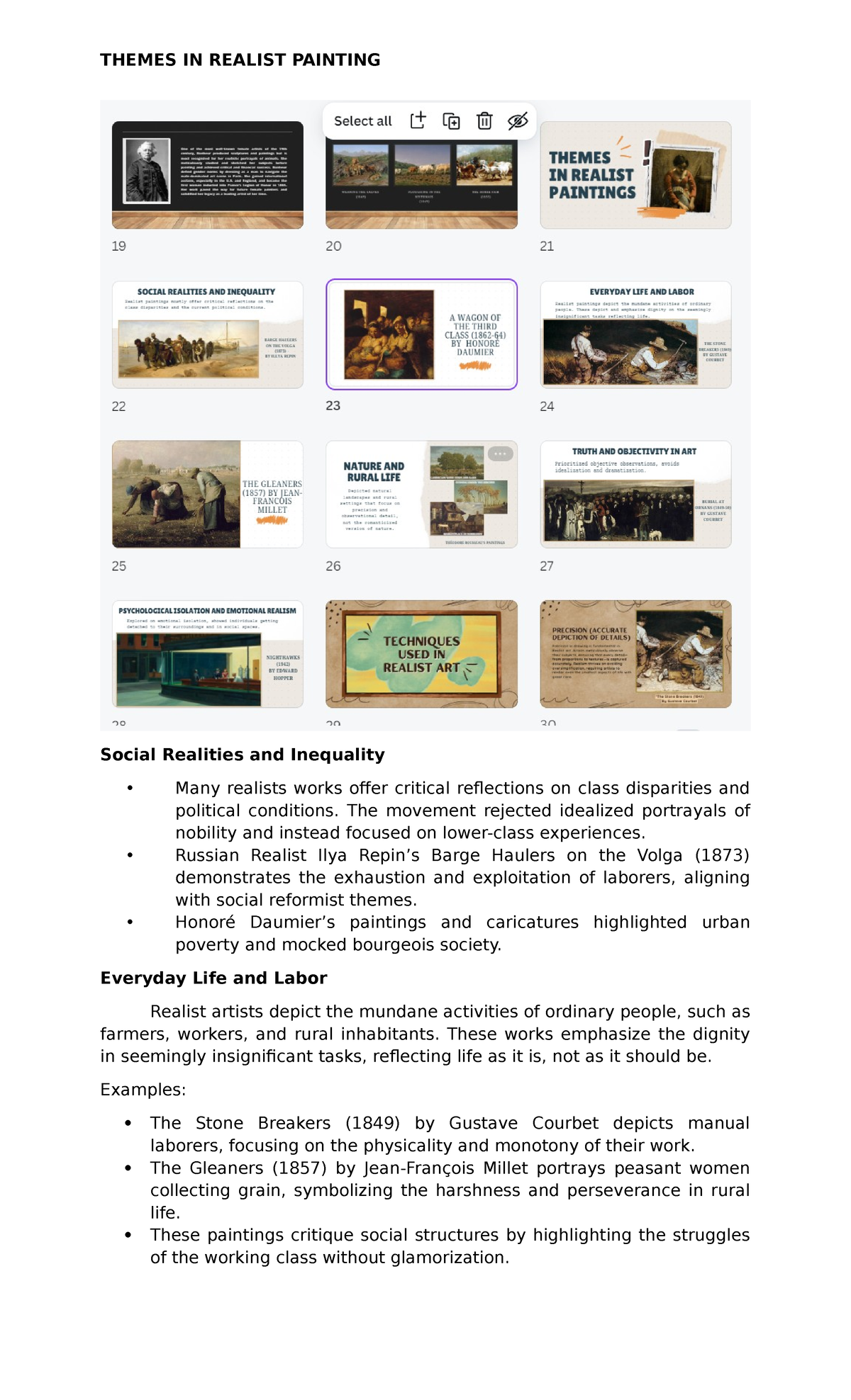 Themes in Realist Painting - THEMES IN REALIST PAINTING Social ...