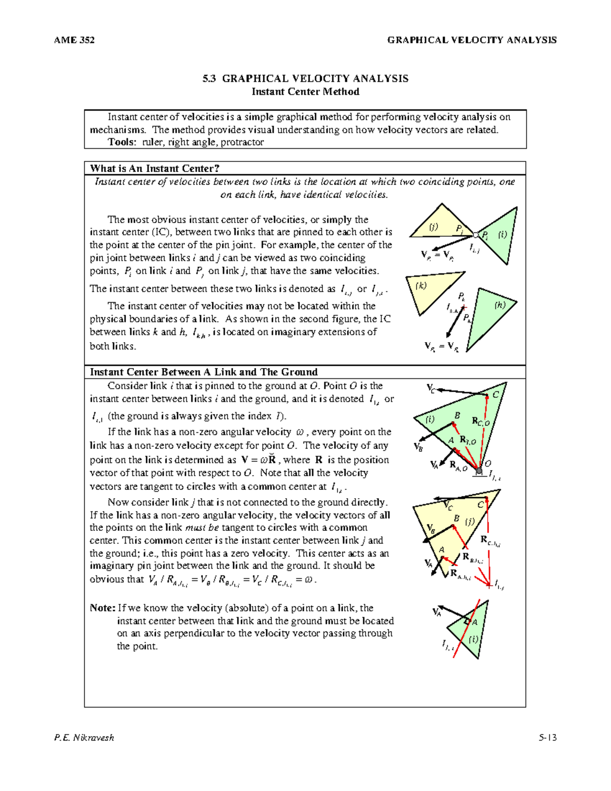 5.3 Velocity-graphical - 5 GRAPHICAL VELOCITY ANALYSIS Instant Center ...