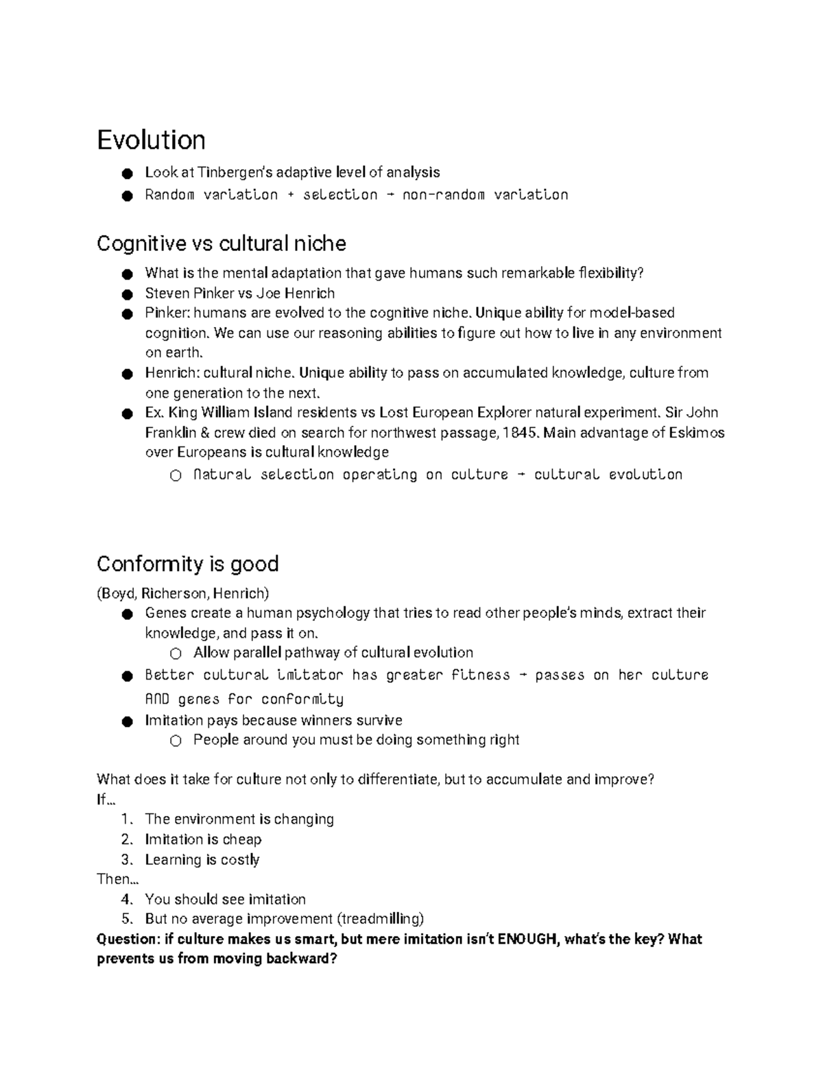 Social and cultural evolution - Evolution Look at Tinbergen’s adaptive ...