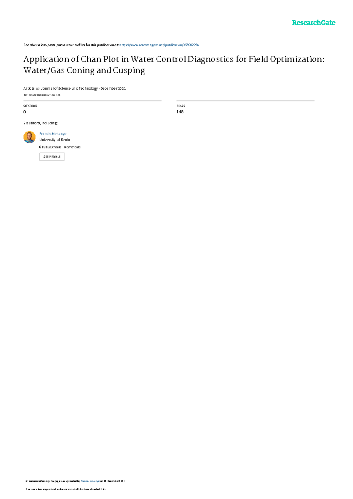 Application of Chan Plot in Water Control Diagnostics for Field ...