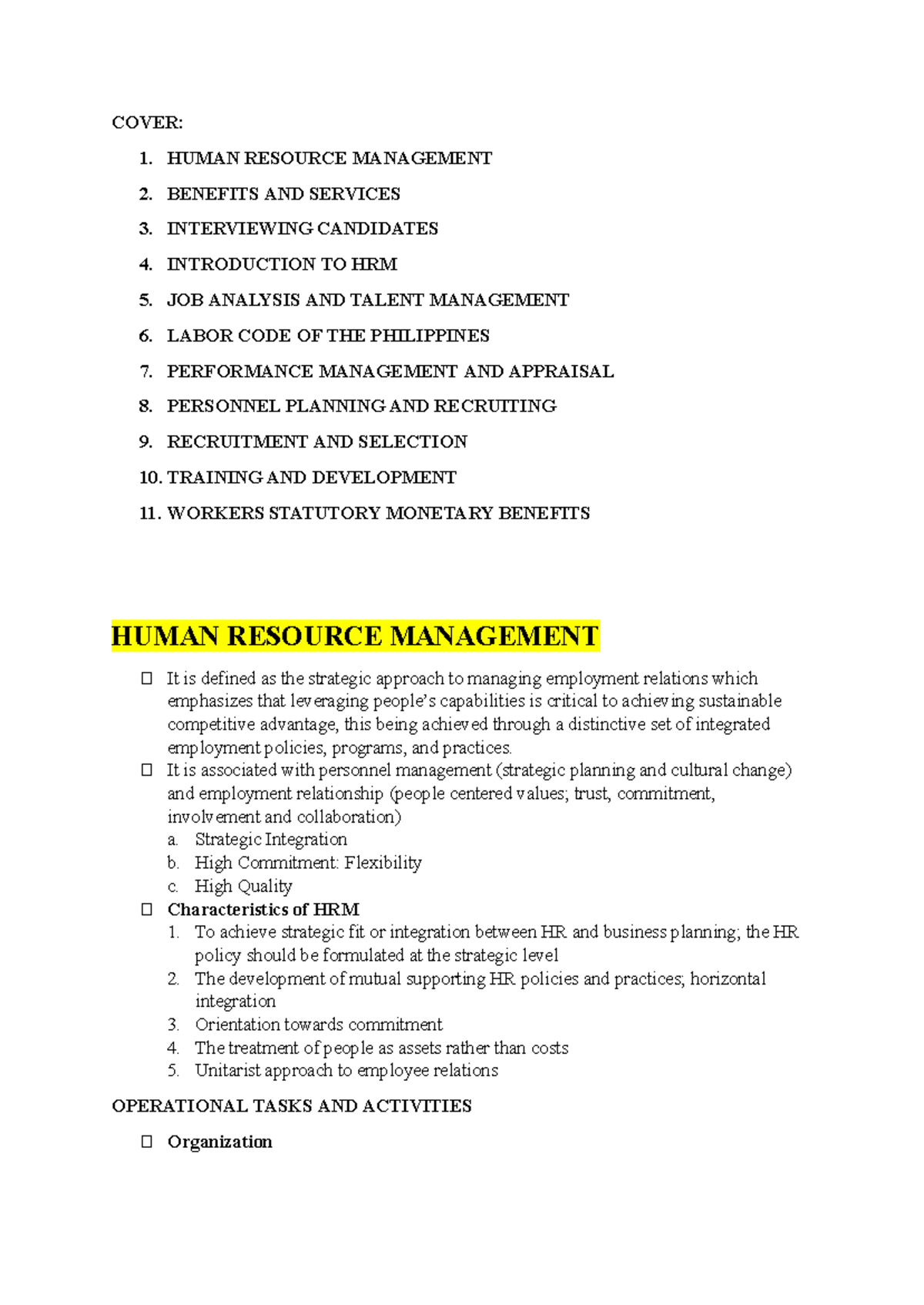 ALL Coverage Summary' - A practice test for CHRA - COVER: 1. HUMAN ...