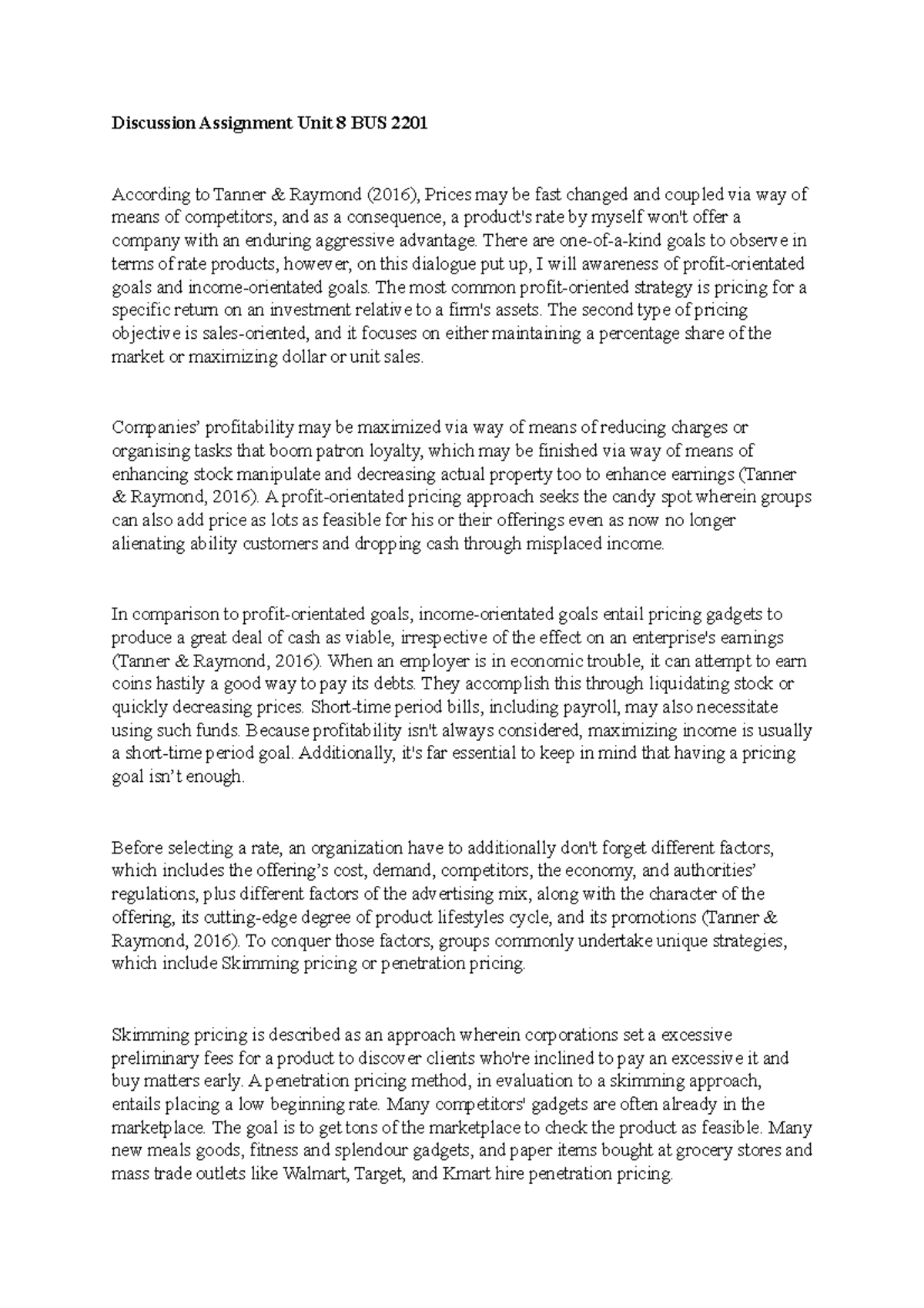 Discussion Assignment Unit 8 Bus 2201 Discussion Assignment Unit 8 Bus 2201 According To