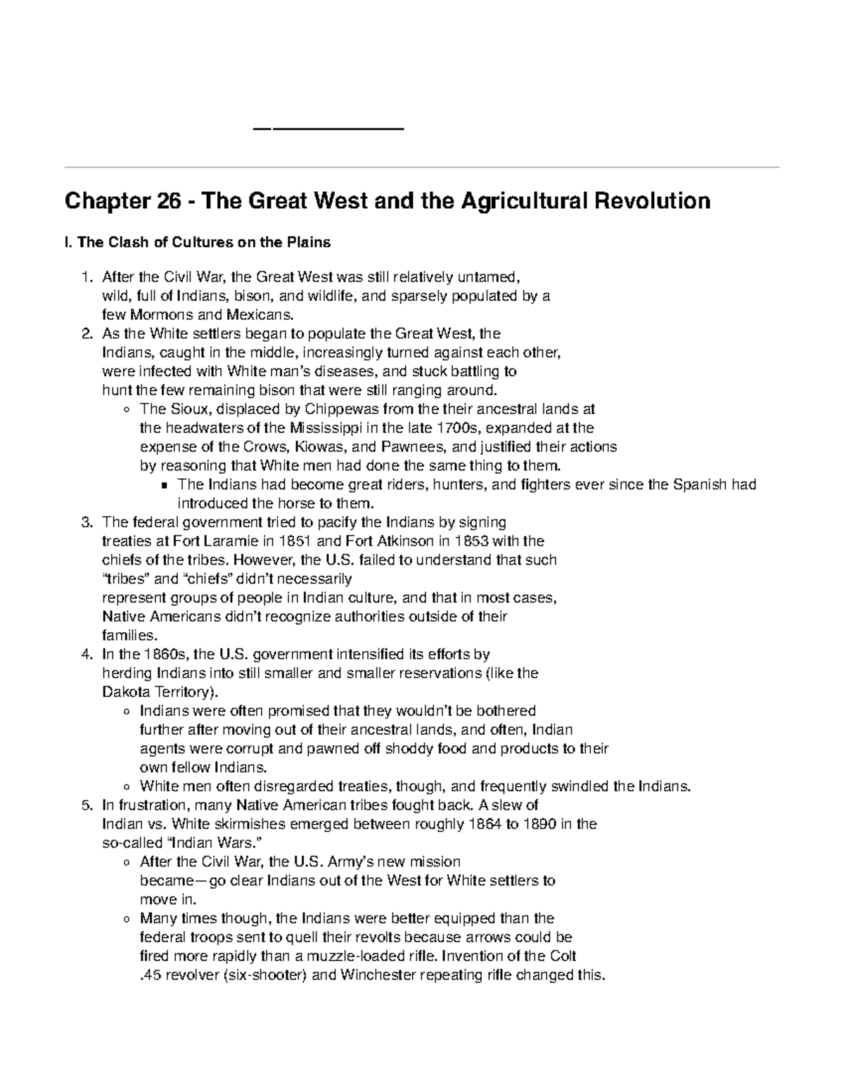 Chapter 26 - The Great West and the Agricultural Revolution - The Clash ...