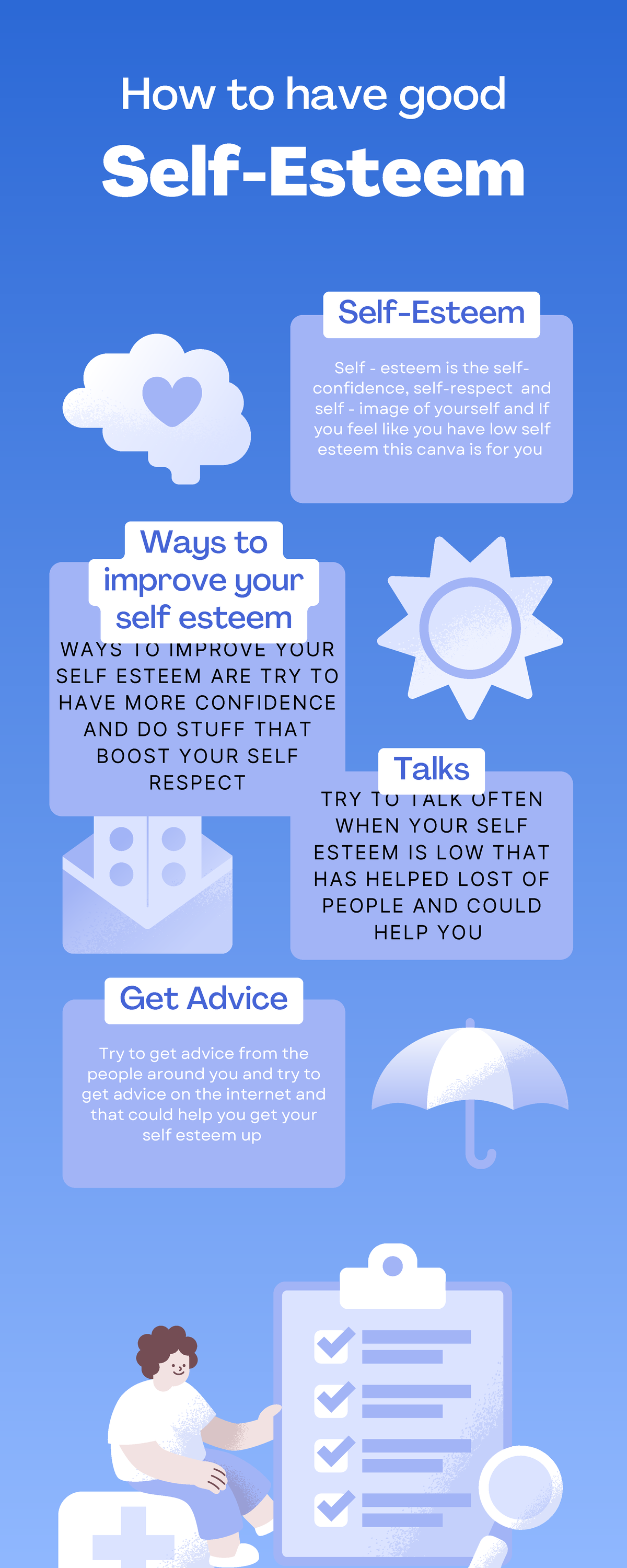 Blue Modern Minimal Mental Health Infographic - How to have good Self ...