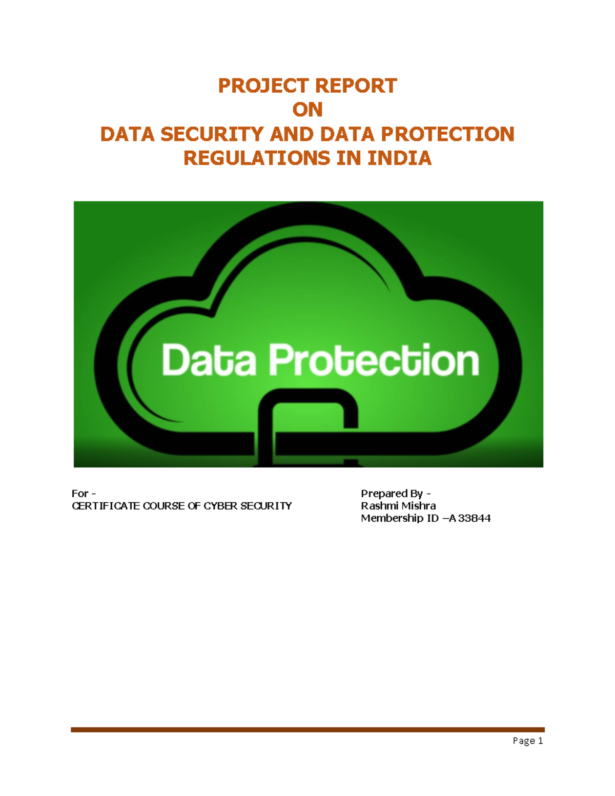 Project Report ON DATA Security AND DATA Protection - PROJECT REPORT ON ...