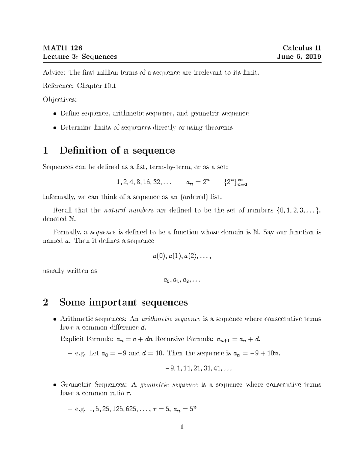 Lecture 3 - Excellent notes for chapter 3, calc 2 series. - s t r q ♥ s ...
