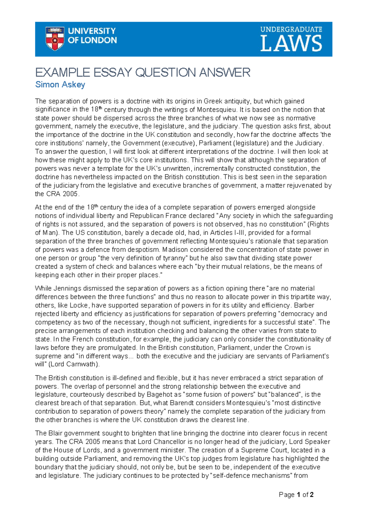 Preparing for Assessment 2 -2023-essay - Page 1 of 2 EXAMPLE ESSAY ...