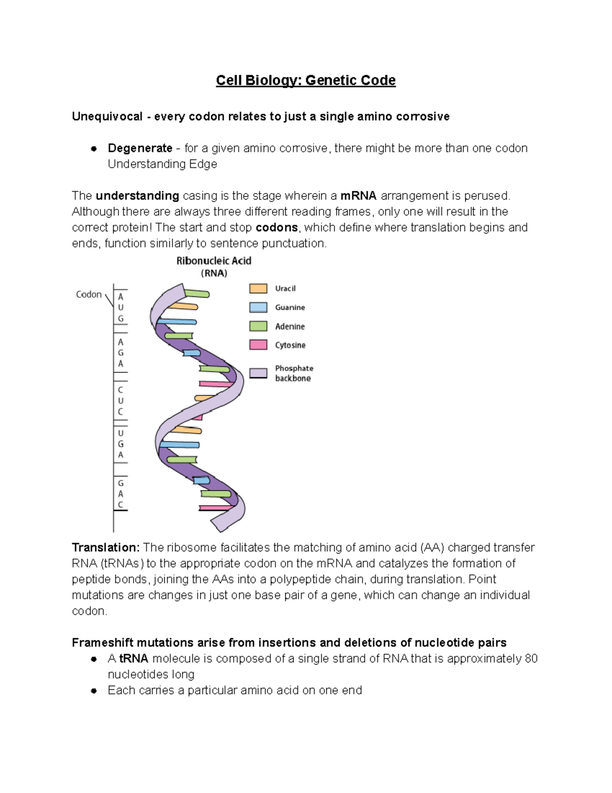 Cell Biology Genetic Code - Cell Biology: Genetic Code Unequivocal ...