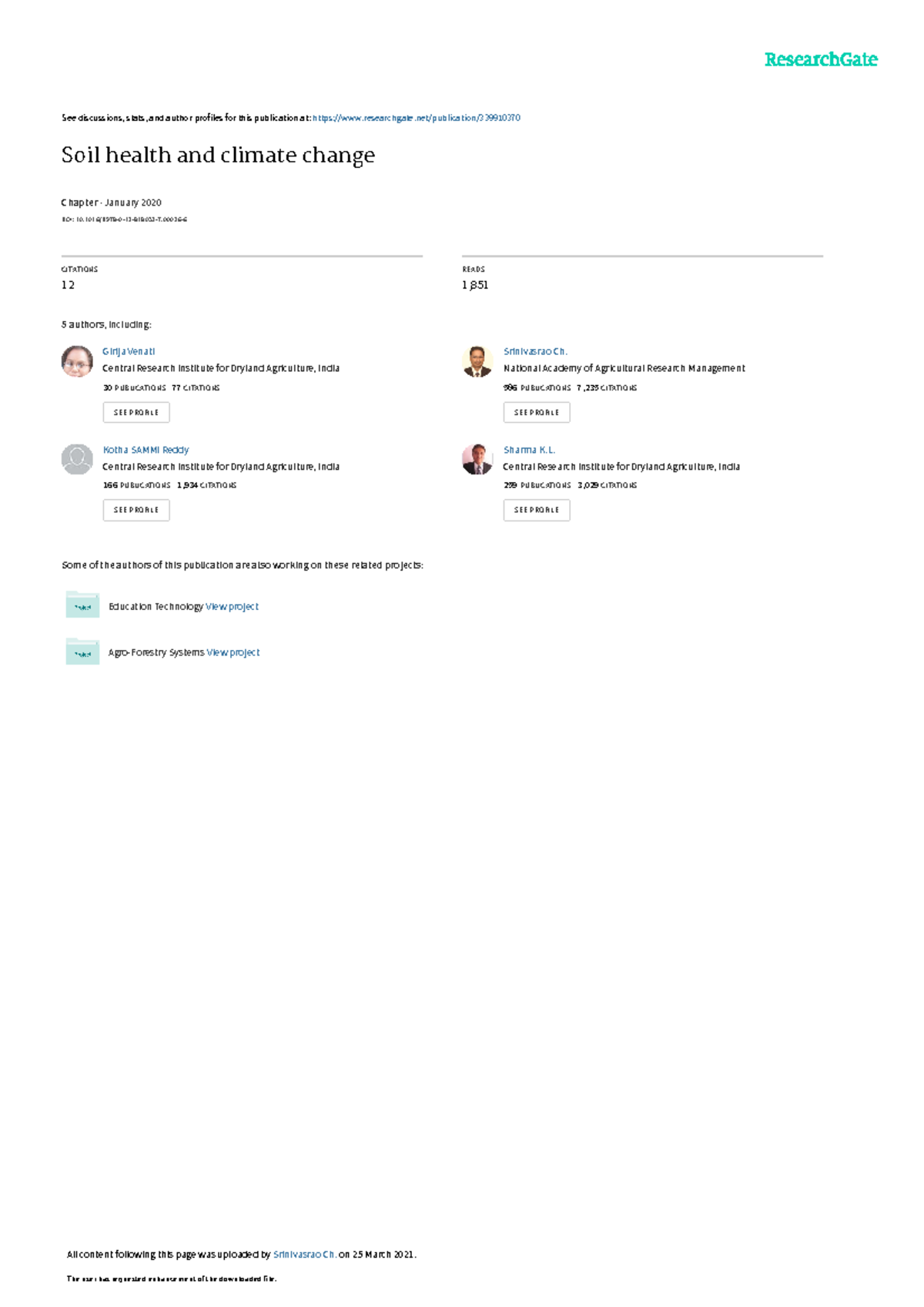 Soil Healthand Climate Change Chapter Elsevier Book Chapter - See ...