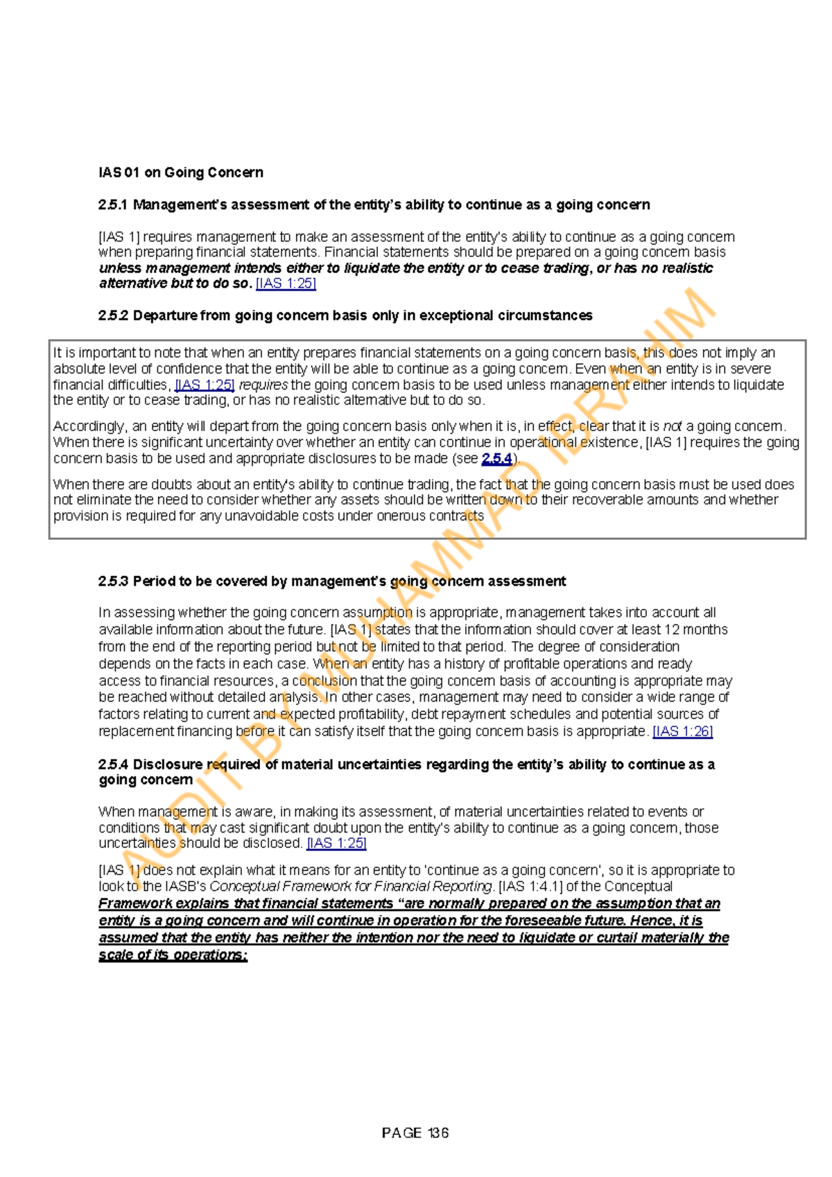 ISA 570 MI Notes - IAS 01 on Going Concern 2.5 Management’s assessment ...