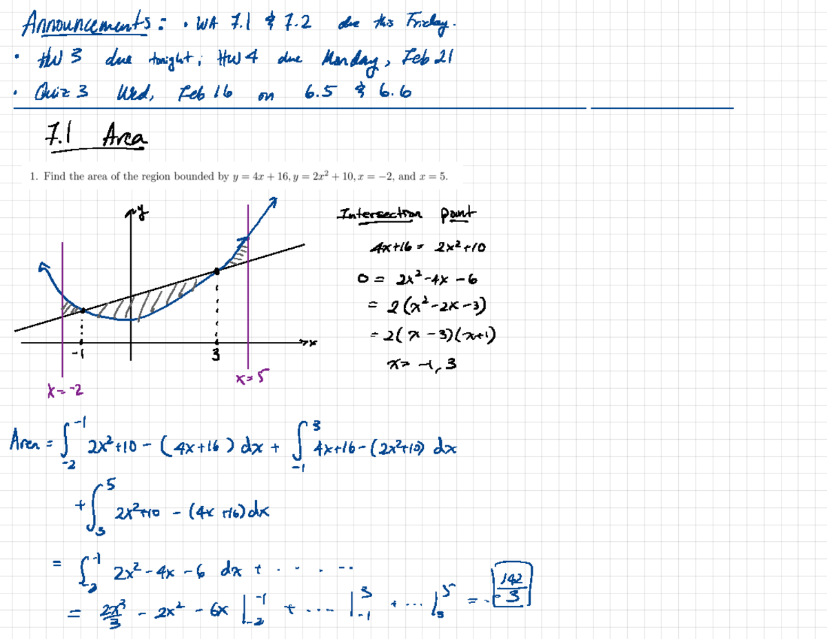 Calc2-008-lecture 4a - calc II - Announcements : • WA 7. I & 7 die this Friday . btw 3 due - Studocu