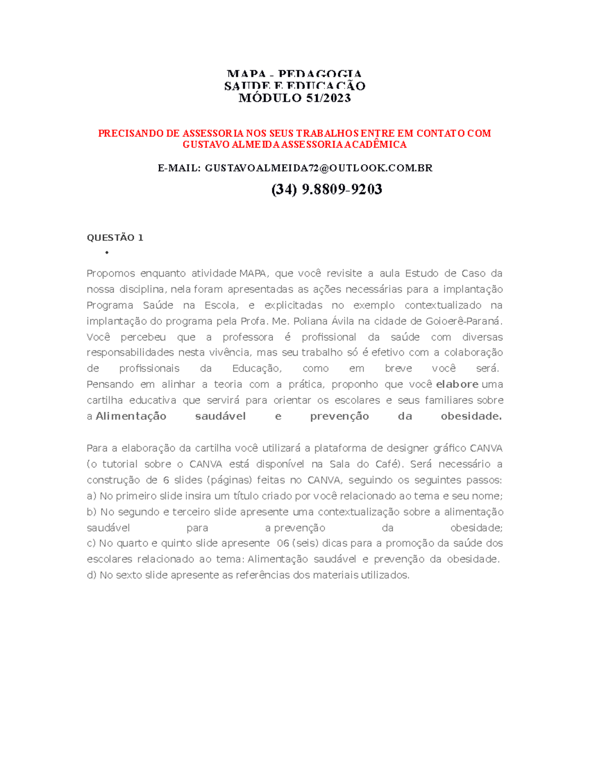 MAPA - PED - Saude E Educação - MAPA - PEDAGOGIA SAUDE E EDUCAÇÃO ...