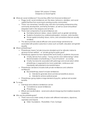 GLOBL 104 Lec 1 - Global Studies 104 Lecture Notes Lecture 1 ...