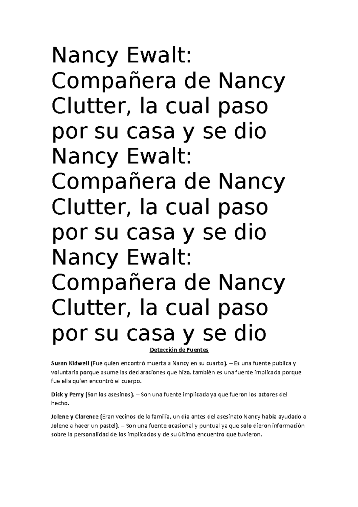 Fuentes ''A sangre fria'' - Nancy Ewalt: Compañera de Nancy Clutter, la ...