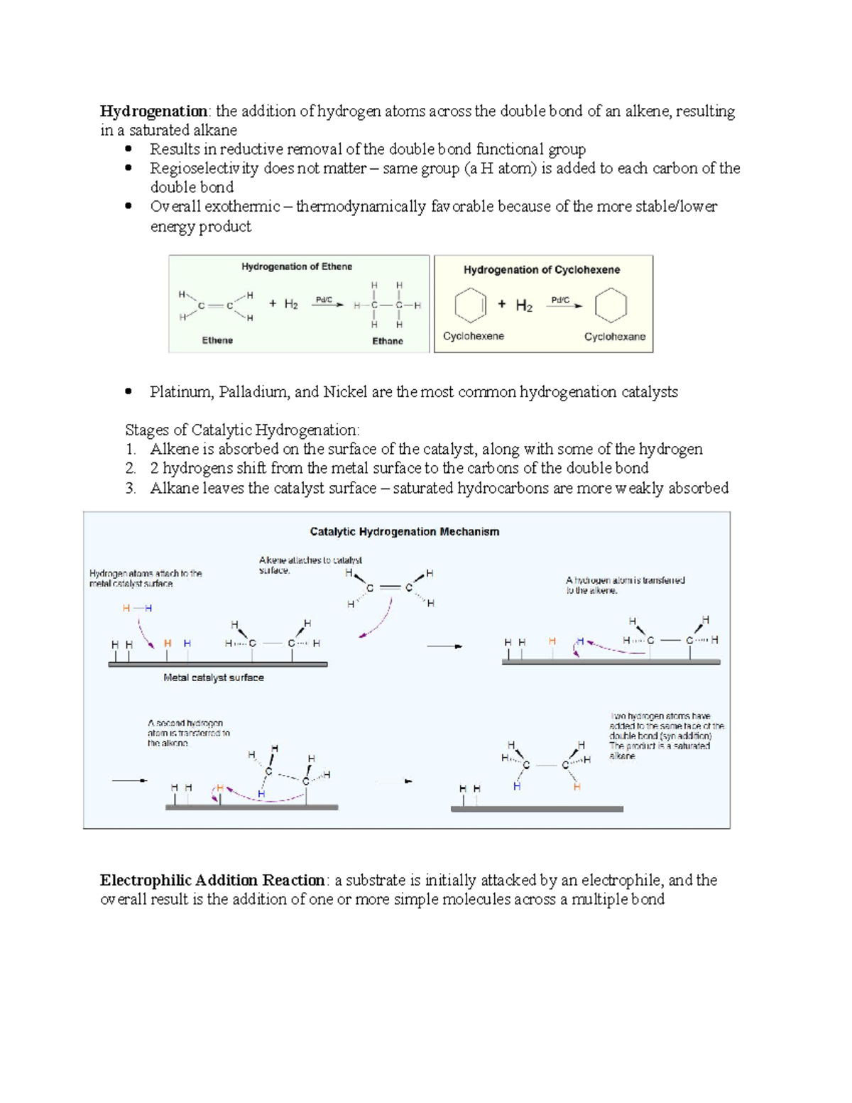 Free-Text - Chapter 5 - Tran CHEM 2443 - Hydrogenation: the addition of ...