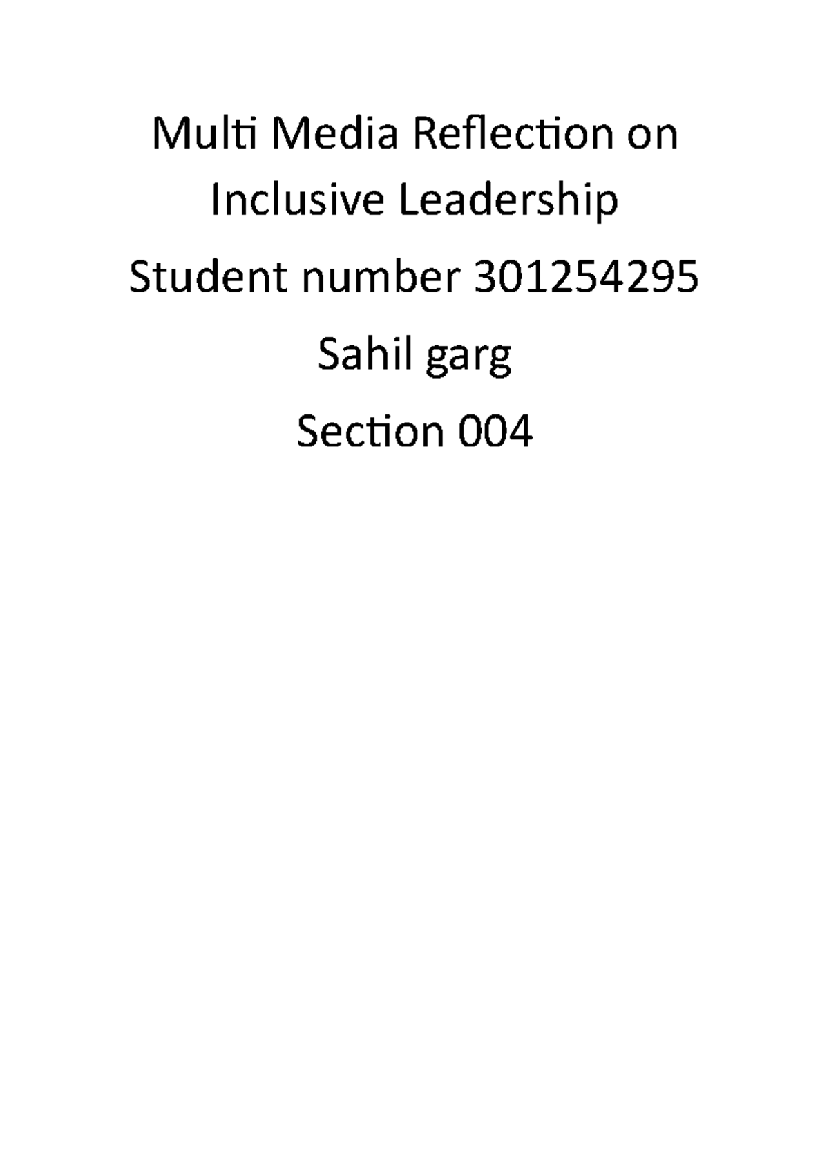 Multi Media Reflection on Inclusive Leadership - Multi Media Reflection ...