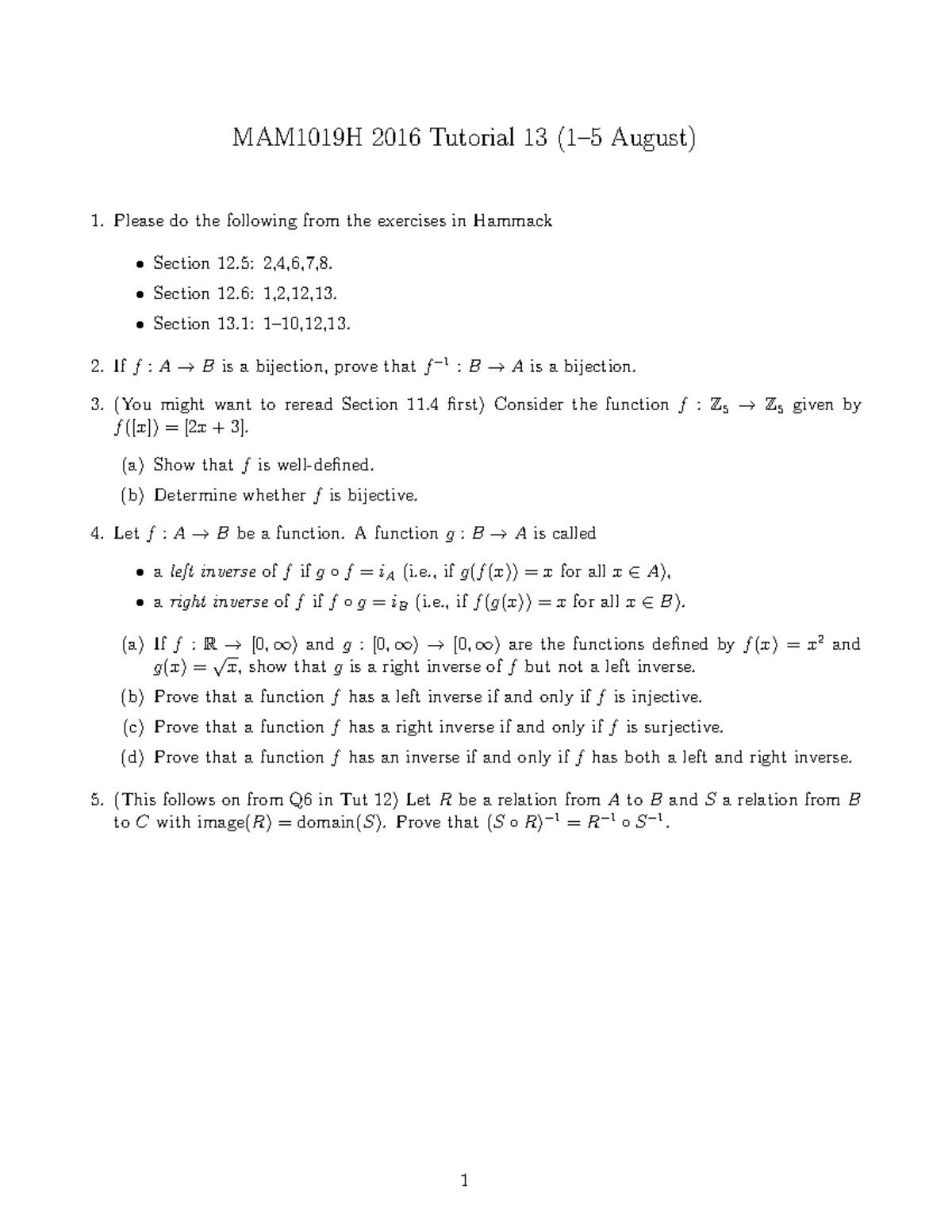 Tutorial 13 - MAM1019H 2016 Tutorial 13 (1–5 August) 1. Please do the ...