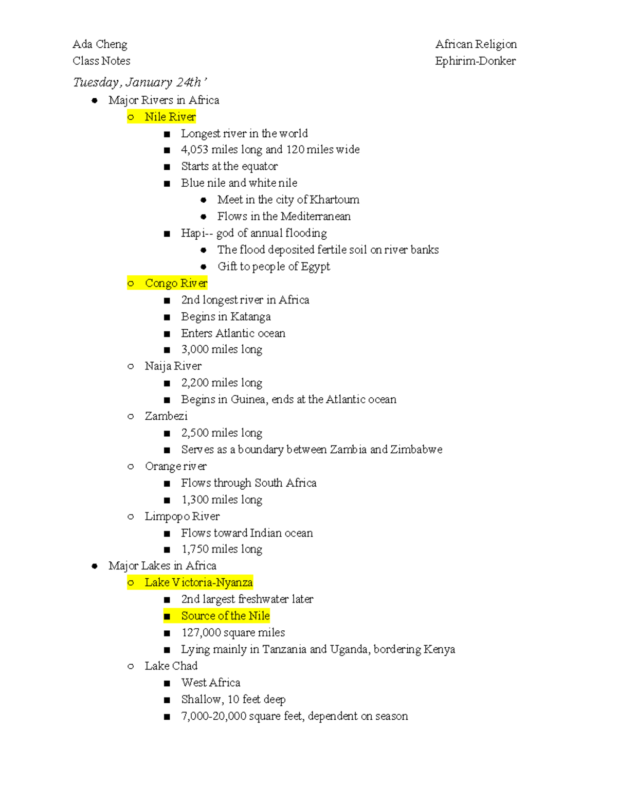 African Religion Class Notes - Class Notes Ephirim-Donker Tuesday ...