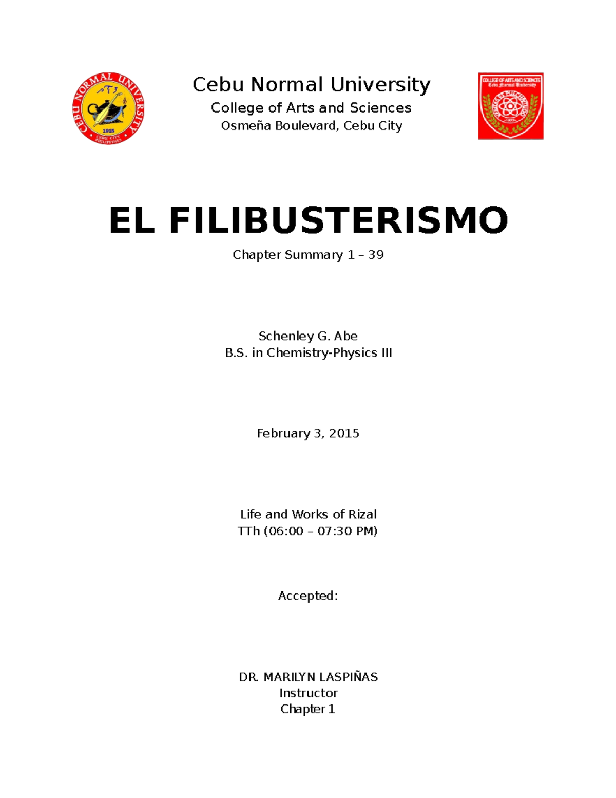 El-filibusterismo - Jose rizal el filibusterismo - Cebu Normal ...