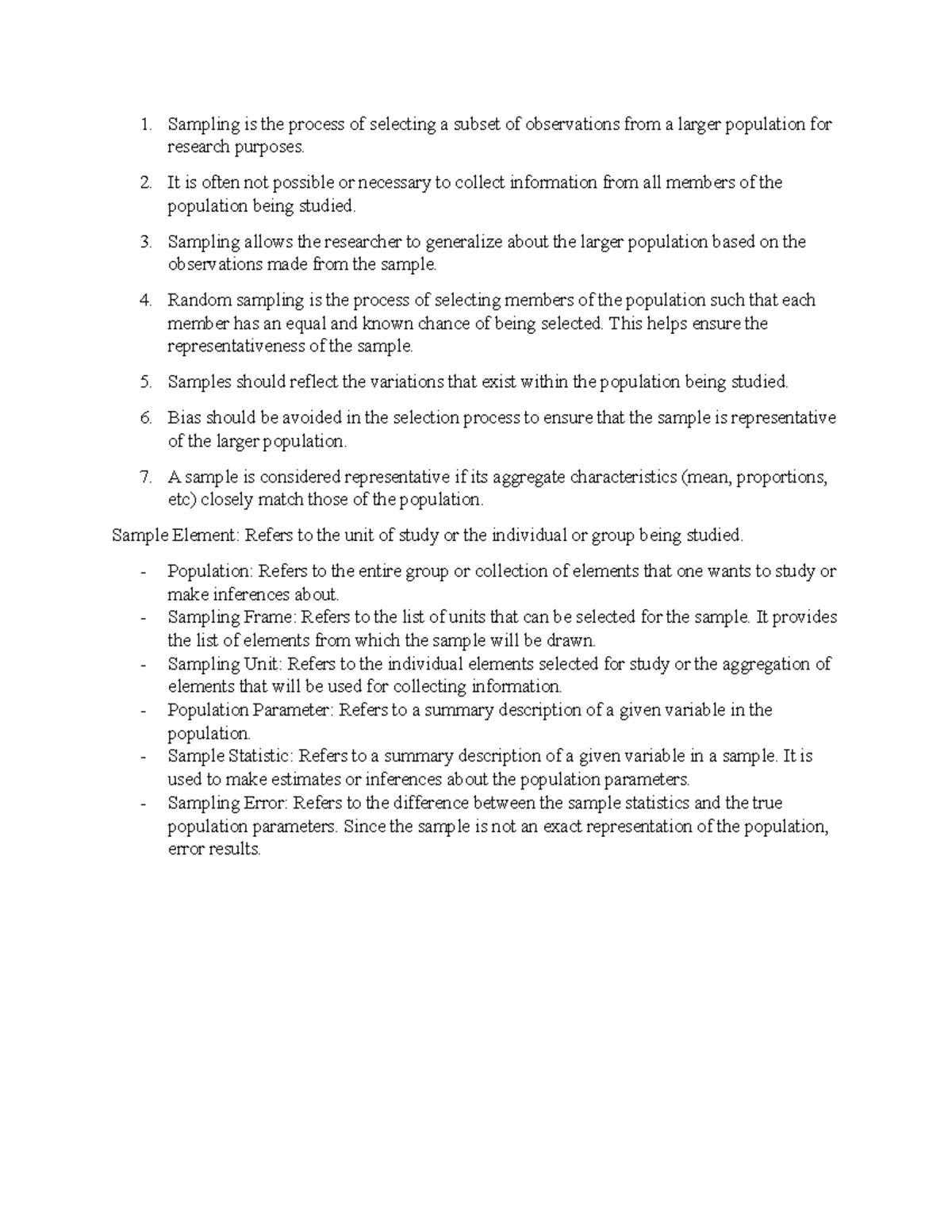Criminal Justice Research CHPT 6 Notes 1 - Sampling is the process of ...