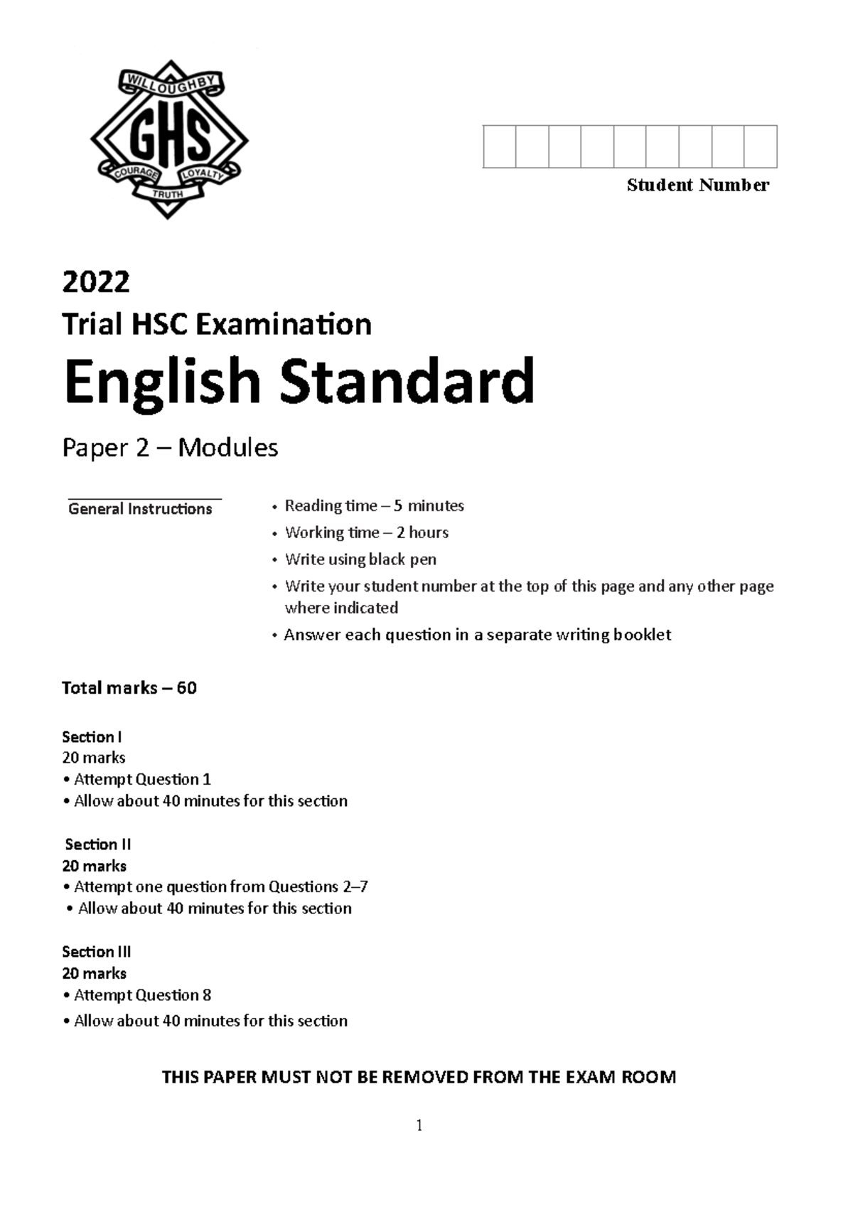 Gosford 2022 Trial Standard Paper 2 (2) - 2022 Trial HSC Examina 0 on ...