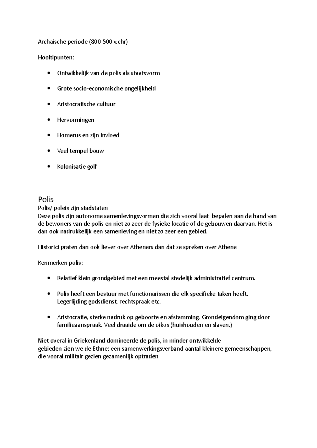 Samenvatting Archaische periode - Archaische periode (800-500 v ...