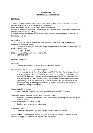 Week 1 Lecture Notes- Scottish Property Law - Week 1- Intro, Real ...