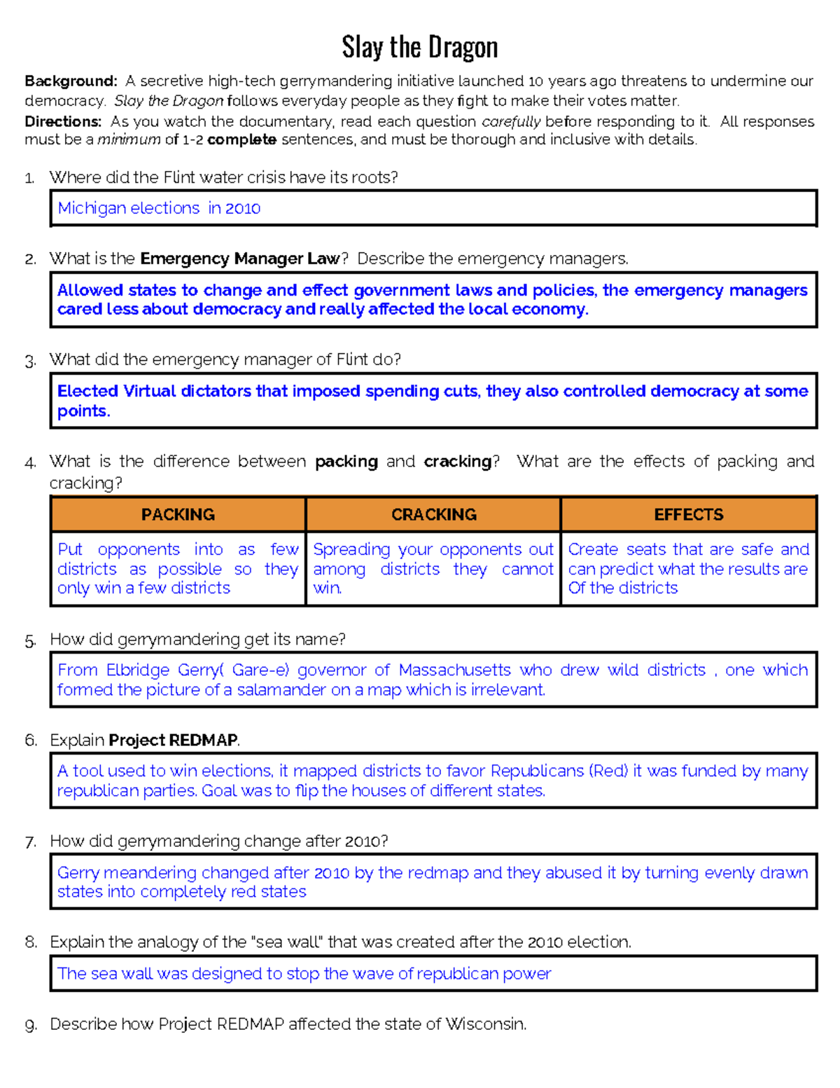 Slay the Dragon - assignment - Slay the Dragon Background: A secretive ...