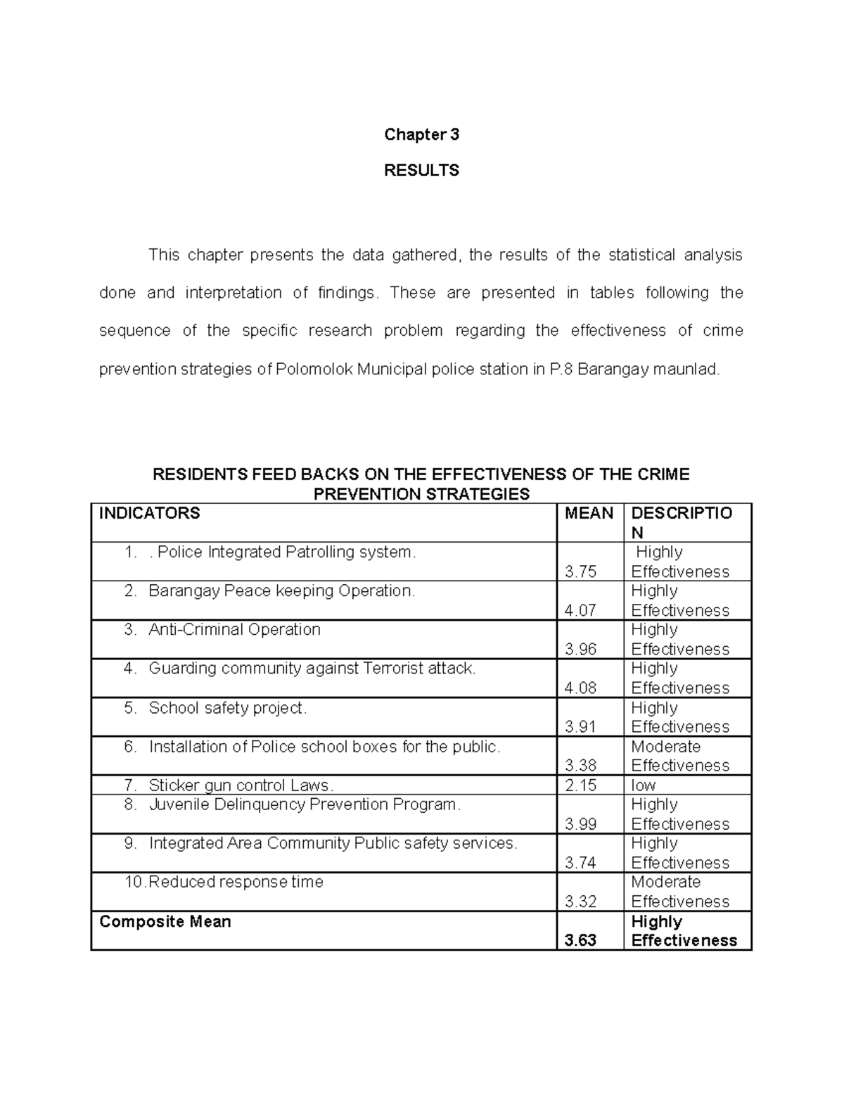 Chapter 3 - Need to upload - Chapter 3 RESULTS This chapter presents ...
